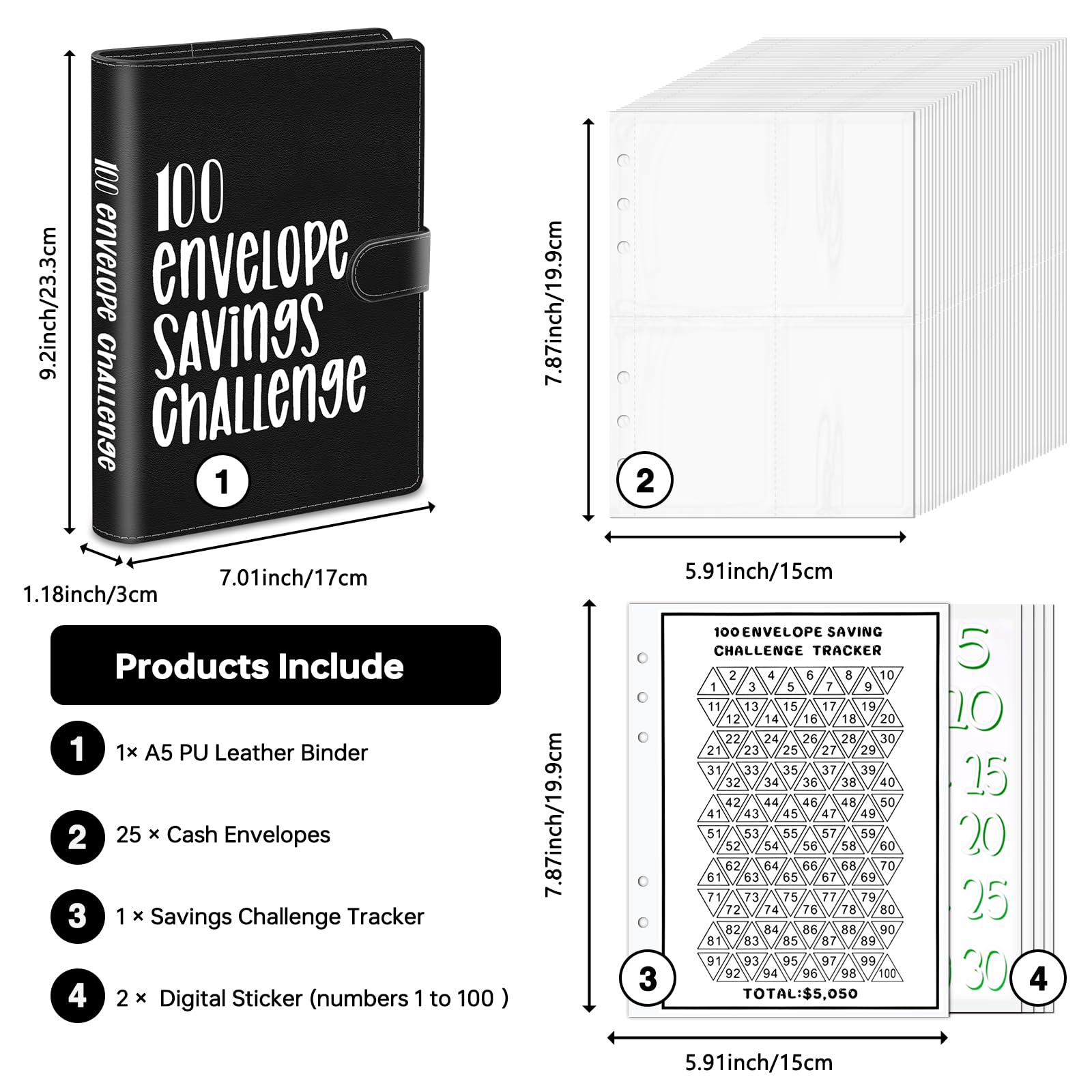 Snapklik.com : 100 Envelope Challenge Binder, Money Saving Challenge ...