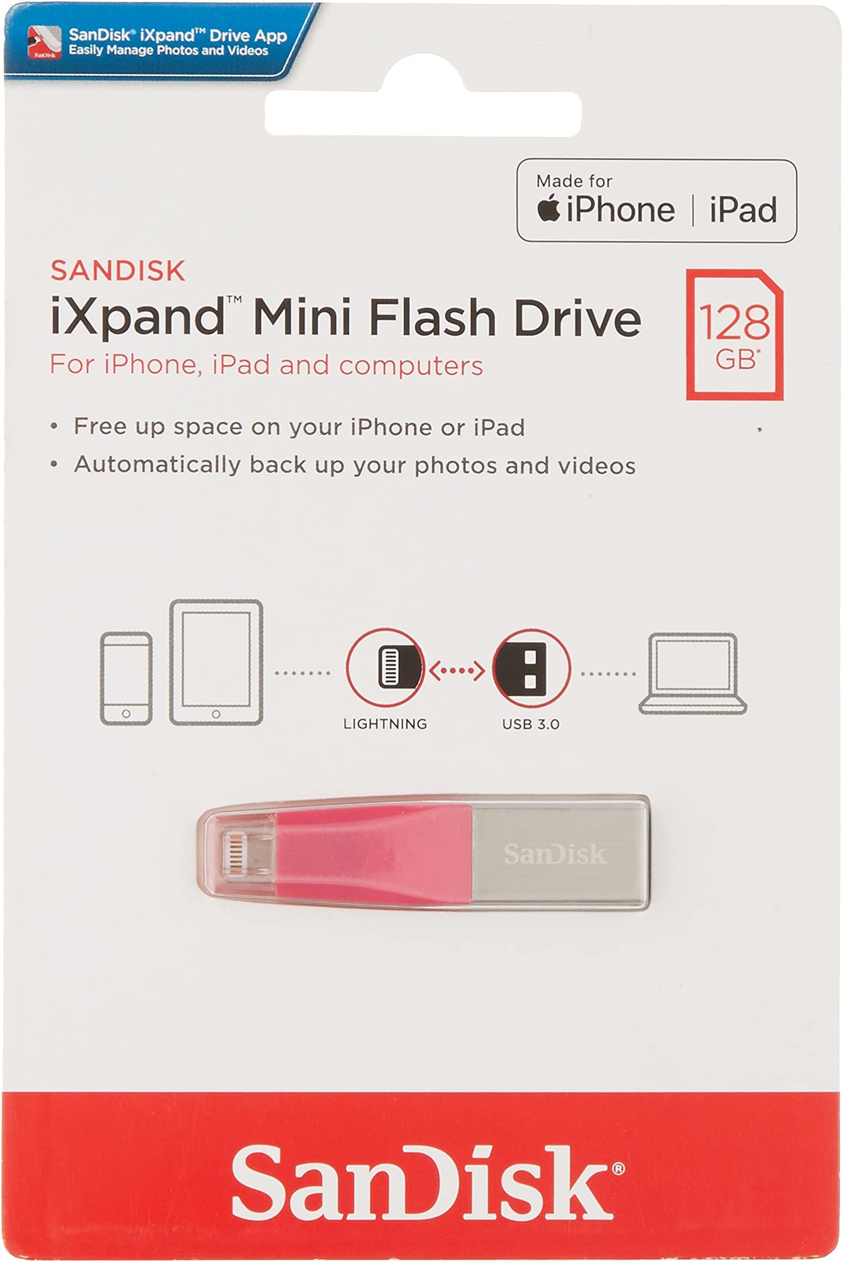 Sandisk 32GB USB 3.0 iXpand Mini Flash Drive Stick for iPhone 6 SE iPad ...