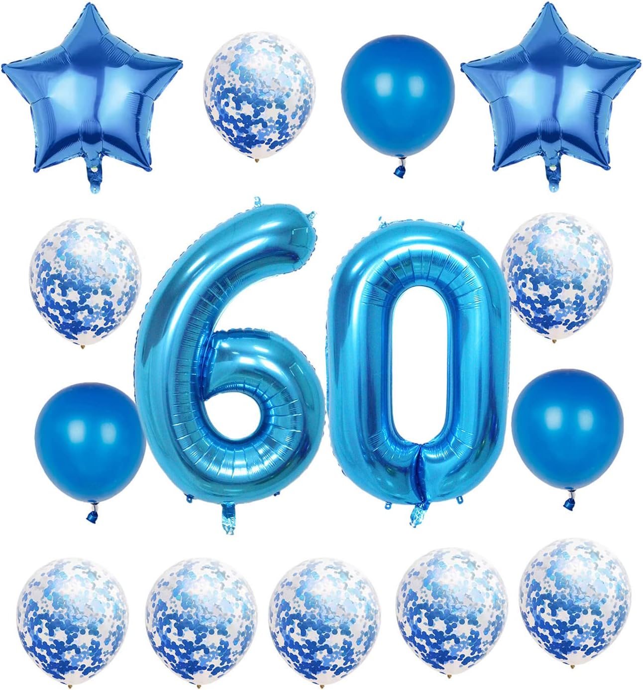 Amazon.com: 60th Birthday Decorations Party Supplies,Blue Number 60 ...