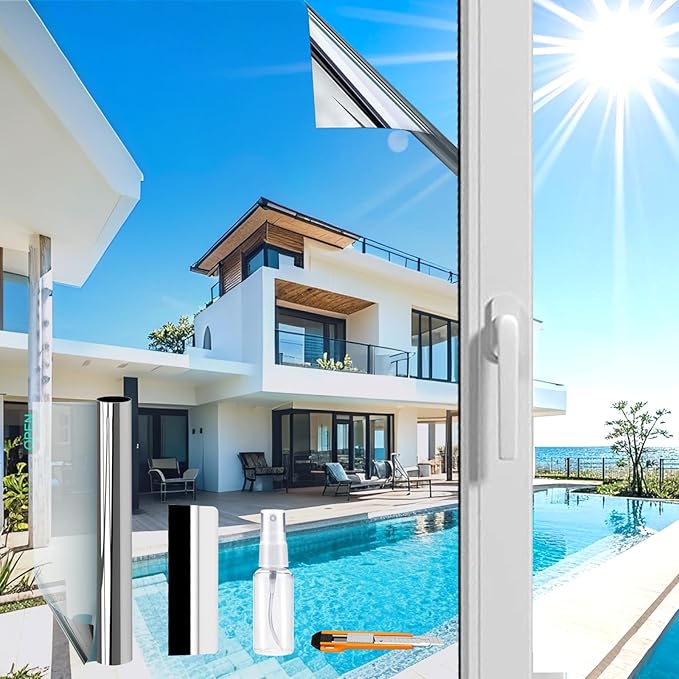 Silver (100 x 200 cm) UV Protective Film Mirror Film Window Heat ...