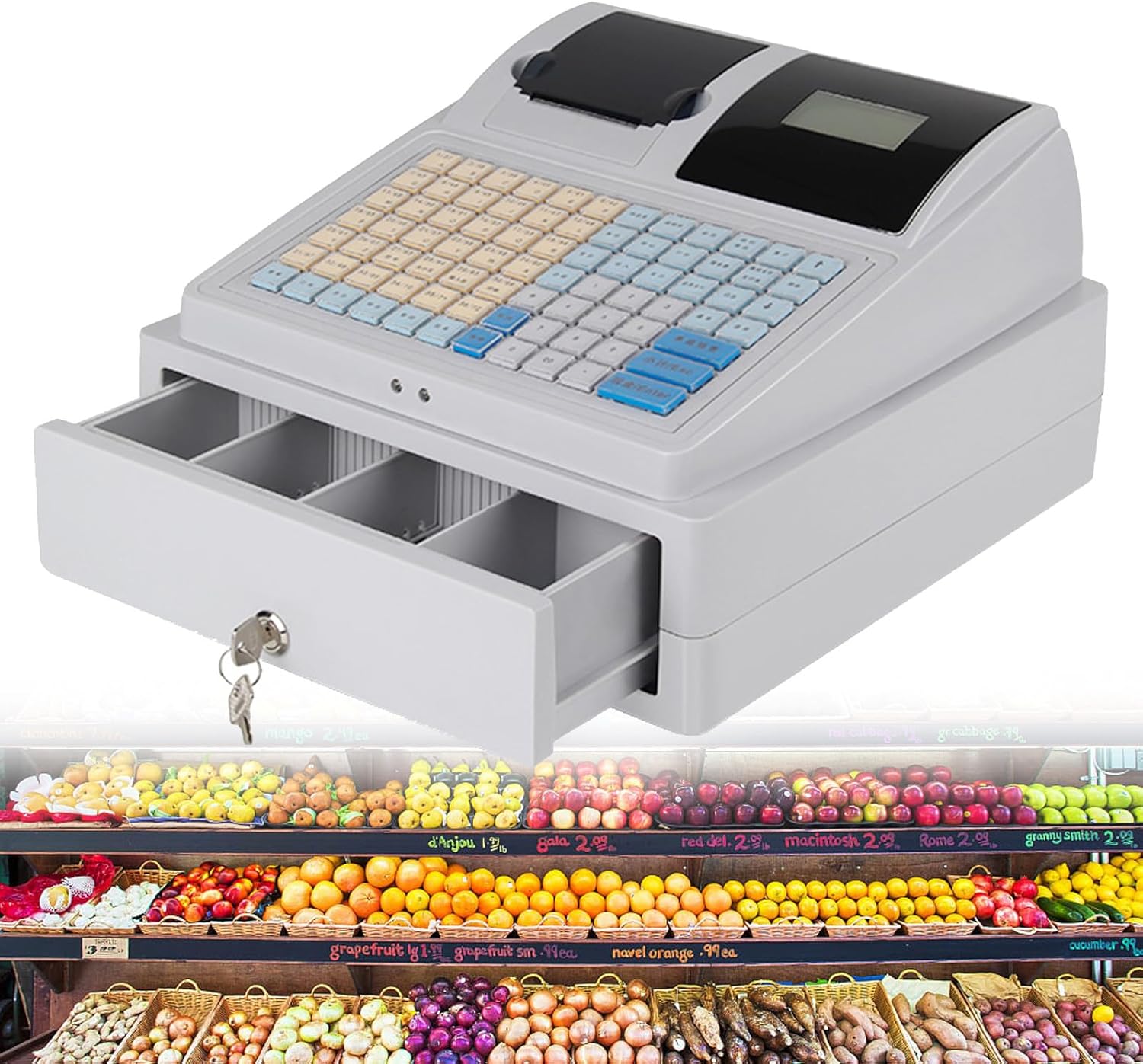 NYANS 81 Keys Electronic Cash Register, with Thermal Printer and Large ...