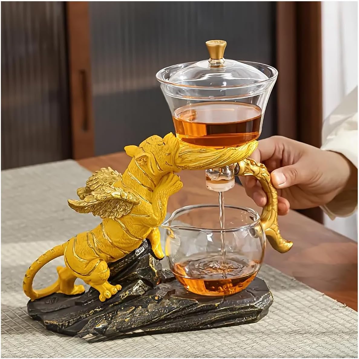 Amazon.com | Lazy Kungfu Magnetic Tea Pot, Semi Automatic Glass Teapot ...