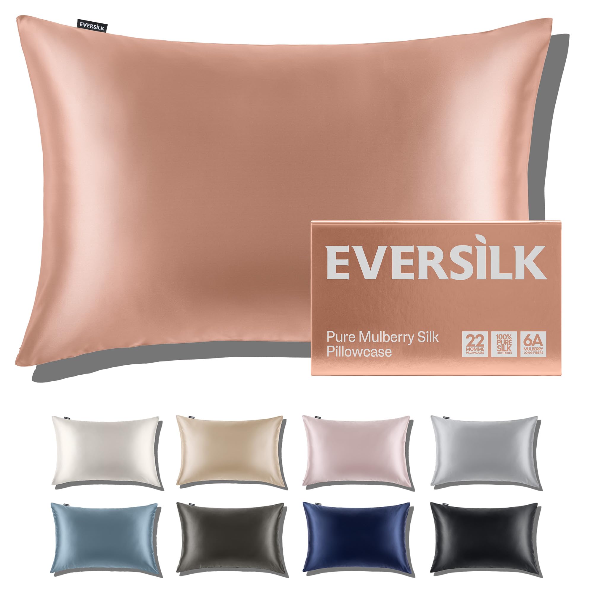 Amazon.com: EVERSILK Silk Pillowcase for Hair and Skin: 100% Mulberry Silk - 22 Momme Silk ...