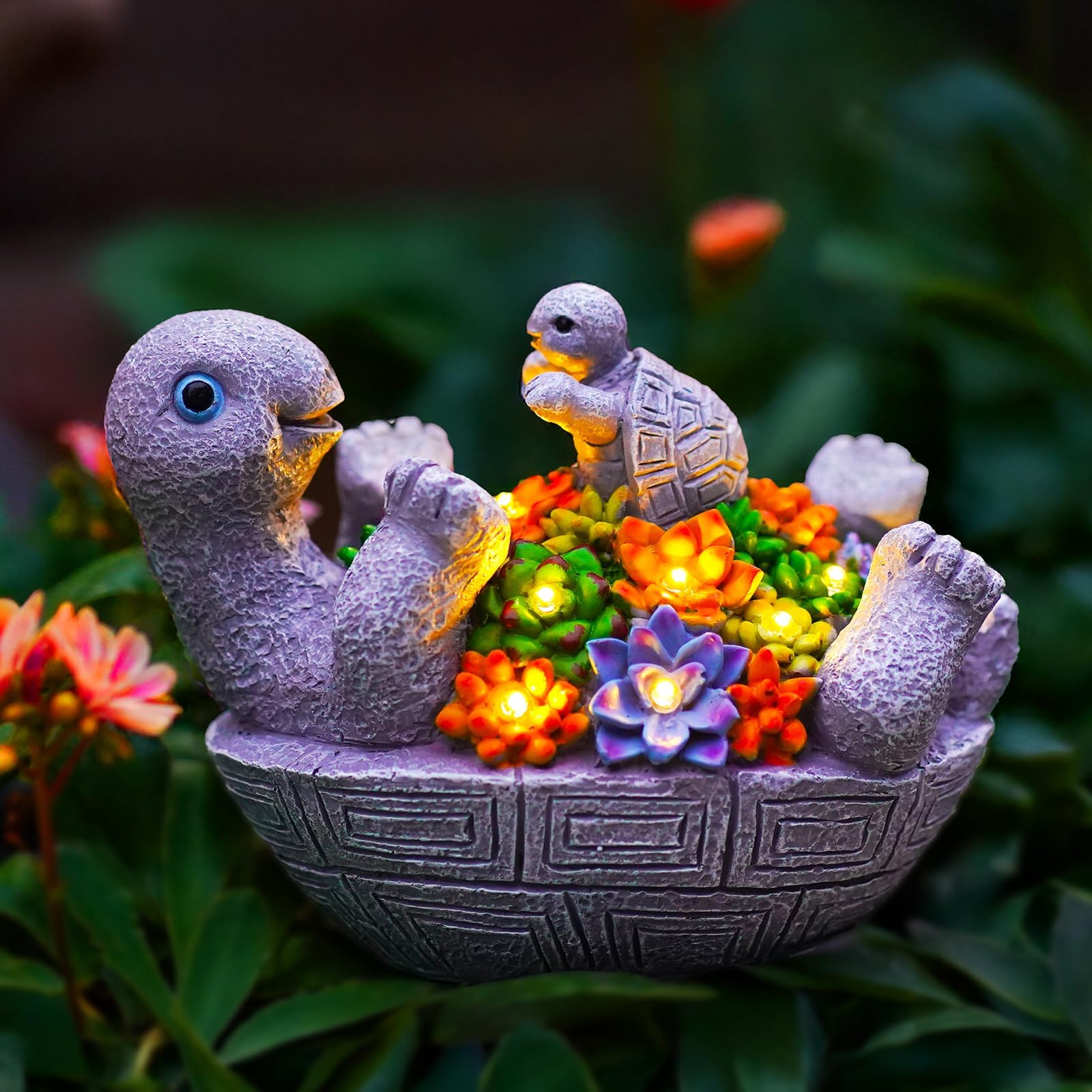 Amazon.com : LESES Garden Statues, Turtle Garden Decor Clearance Solar ...