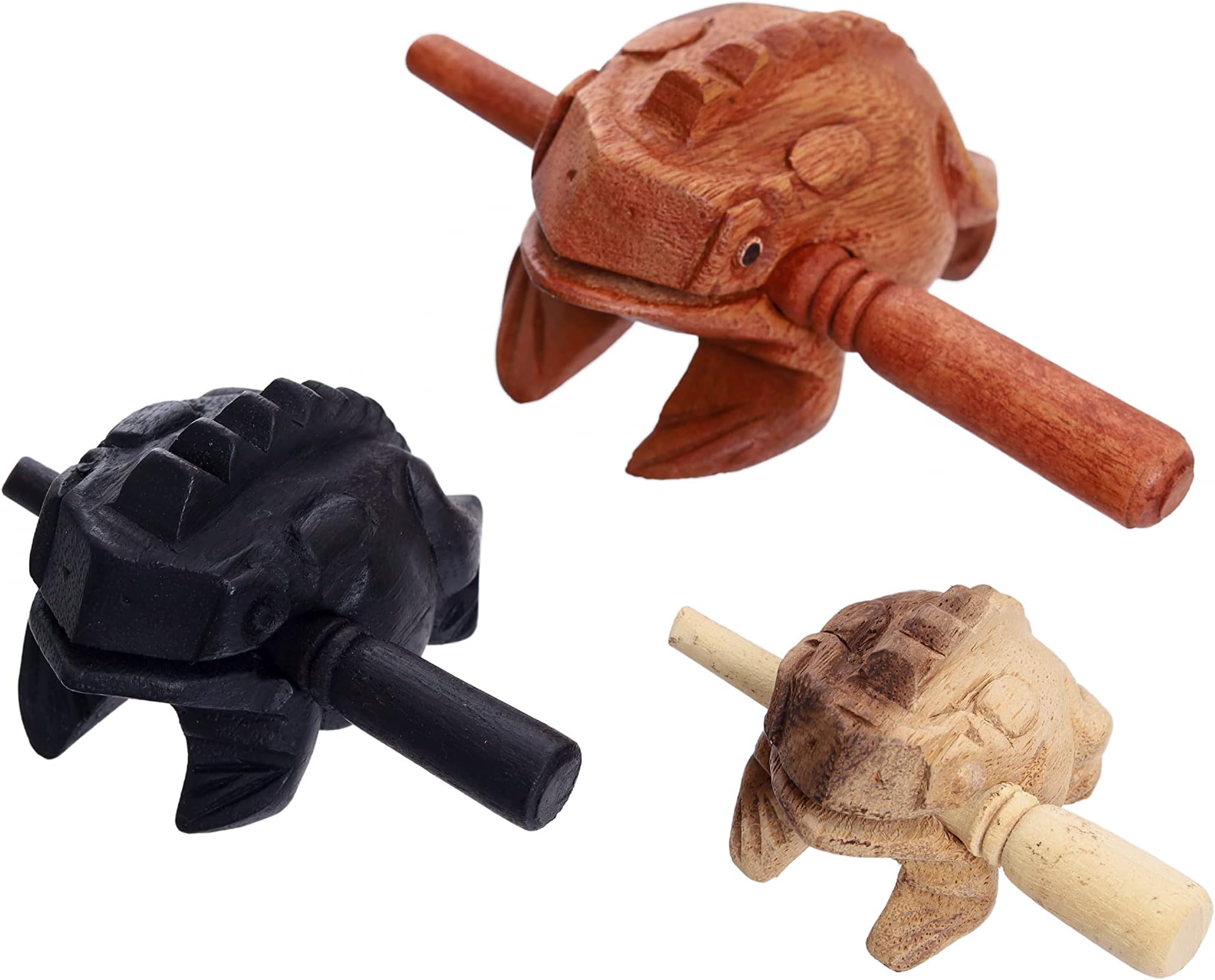 Amazon.com: Guiros Percussion Instruments Wooden Frog 3 Piece Set of 4 ...