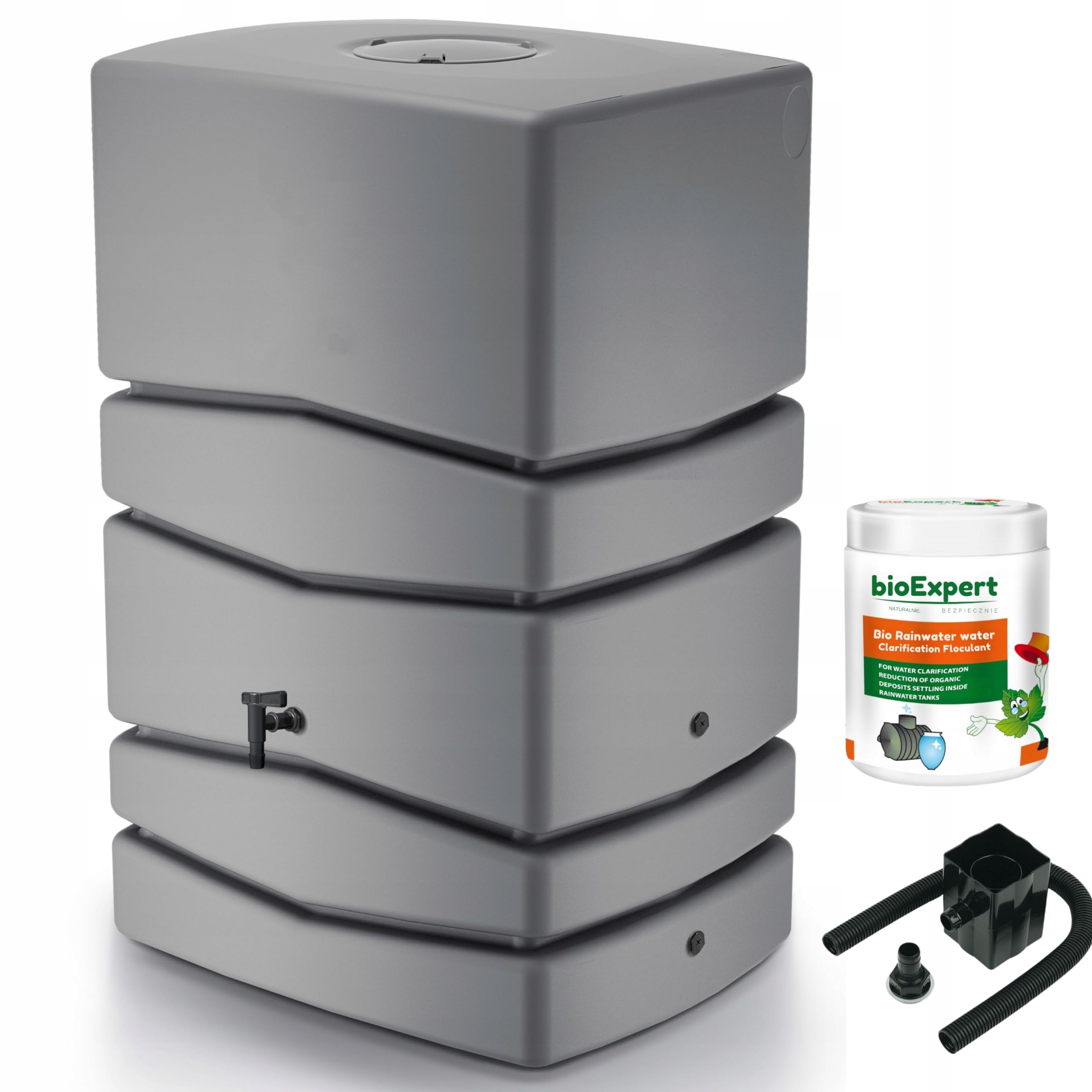 Water Butt with Tap - Modern Tower Shaped- Grey 450L - Ideal for ...