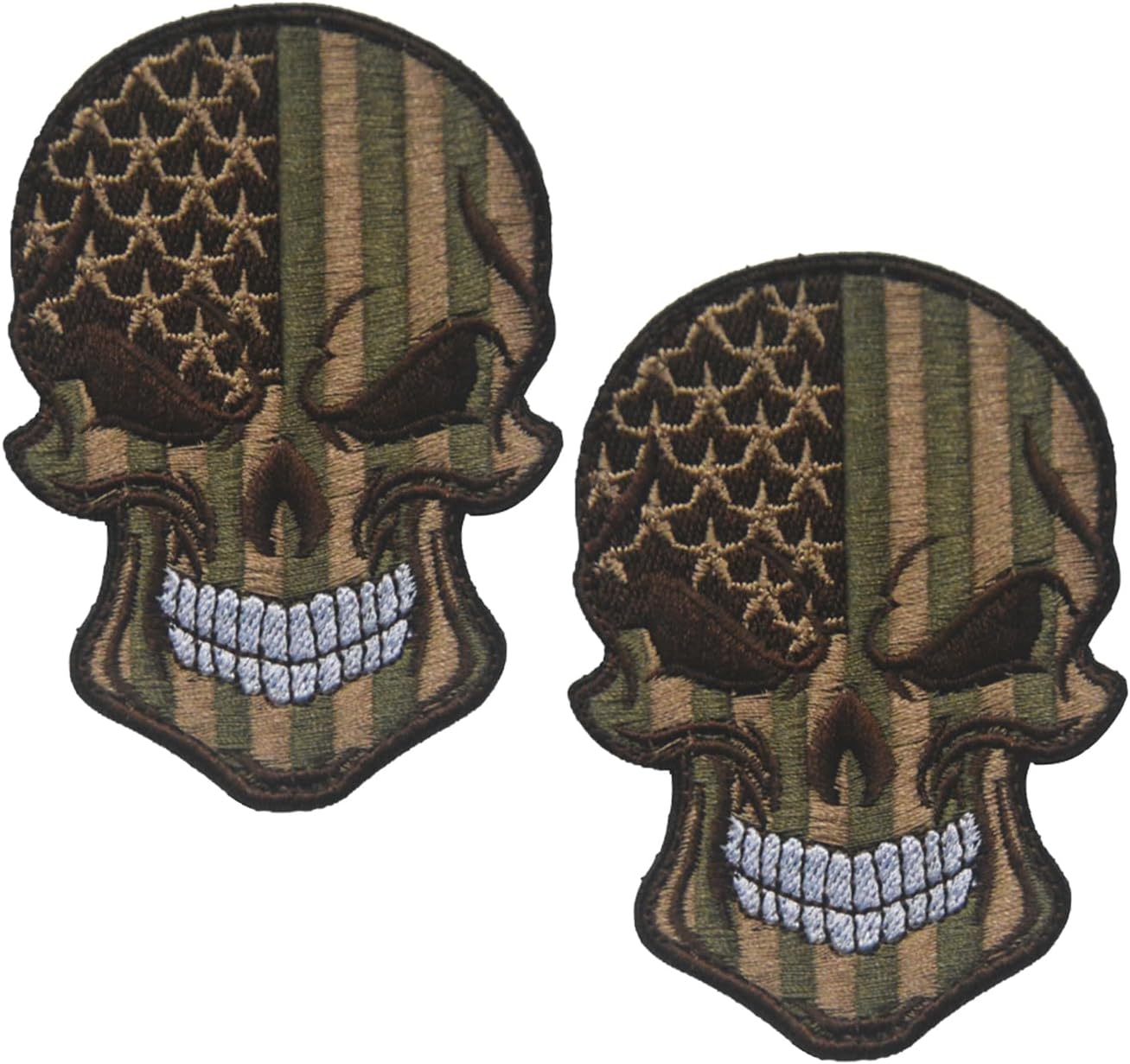 Amazon.com: EmWoot 2PCS USA American Flag Patches Skull Patch Embroidered Tactical Military ...