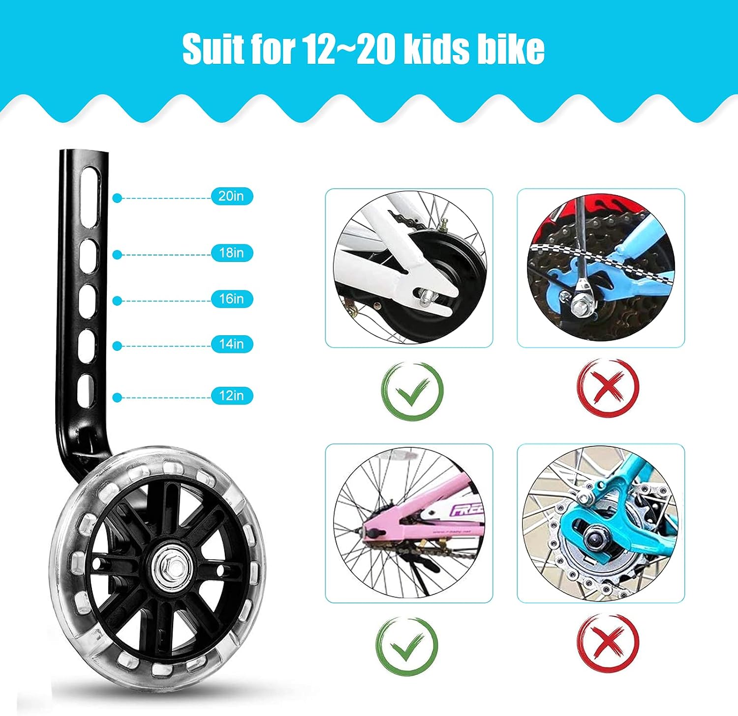 YADIMI Bicycle Training Flash Wheels,Cycling Training Wheels for Kids ...