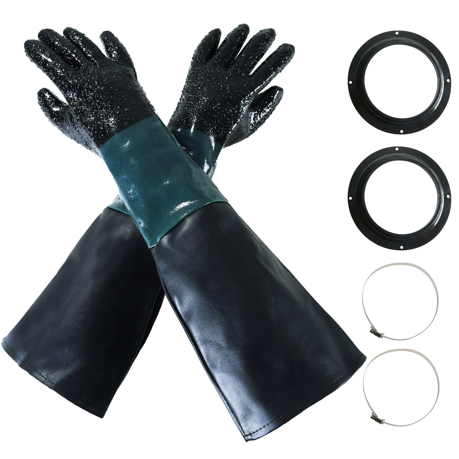 Snapklik.com : DASBET Rubber Sandblasting Gloves 23.6" Heavy Duty ...