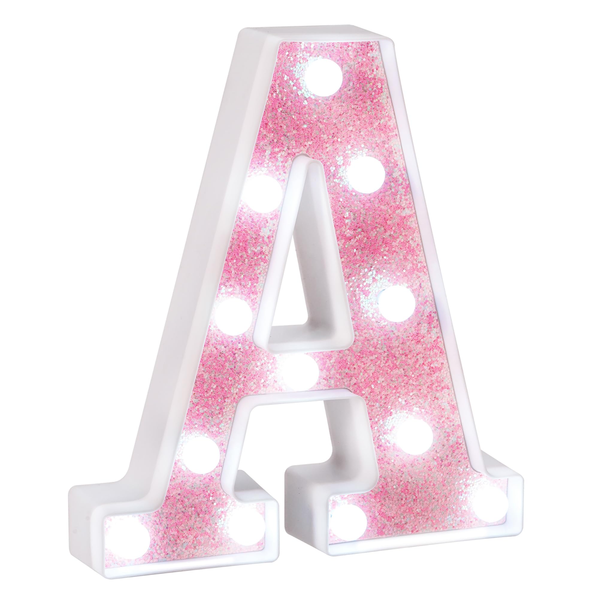 Amazon.com : EUFONY LED Pink Glitter Marquee Light Up Letter A, Cool ...