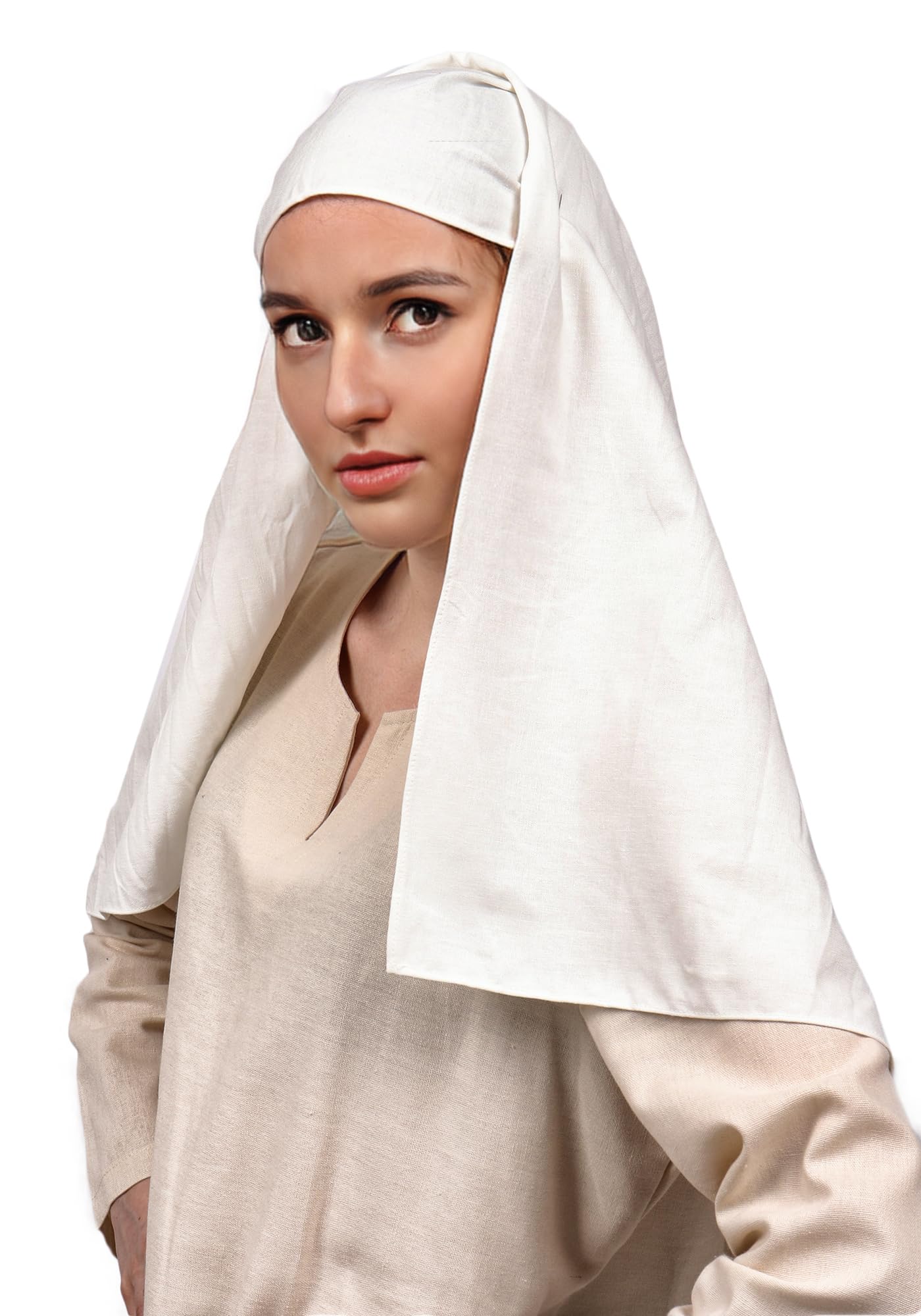 Amazon.com: KUOIN Women's Medieval White Headscarf Renaissance Hat ...