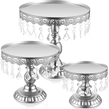 Amazon.com | Eaasty 3 Pcs Cake Stand Set Round Cake Stand with Crystal ...