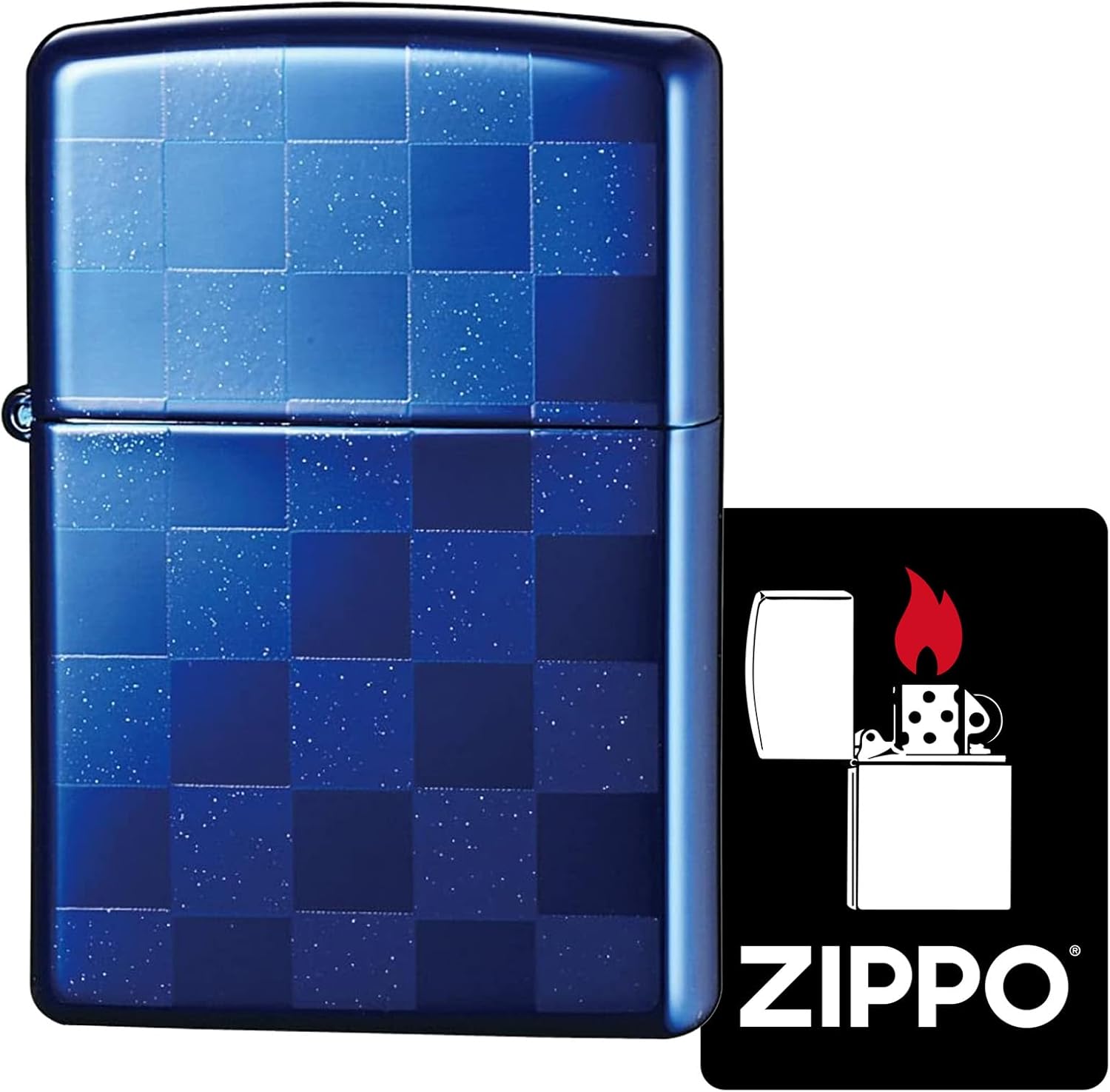 Amazon.co.jp: ジッポー(Zippo) ライター 防風 真鍮製 両面加工 カラーチェック 特製ステッカー付き ブルー 25CK ...