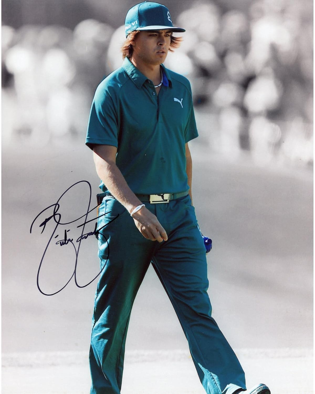 Rickie Fowler Autographed 8'' x 10'' Green Shirt Spotlight Photograph ...