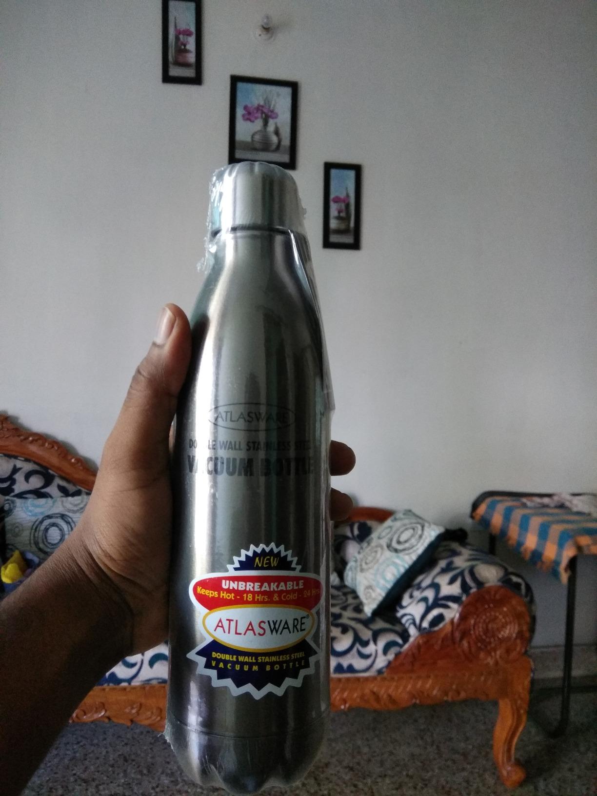 Atlasware Stainless Steel Vacuum School/Office/Travel Bottle, 500ML ...