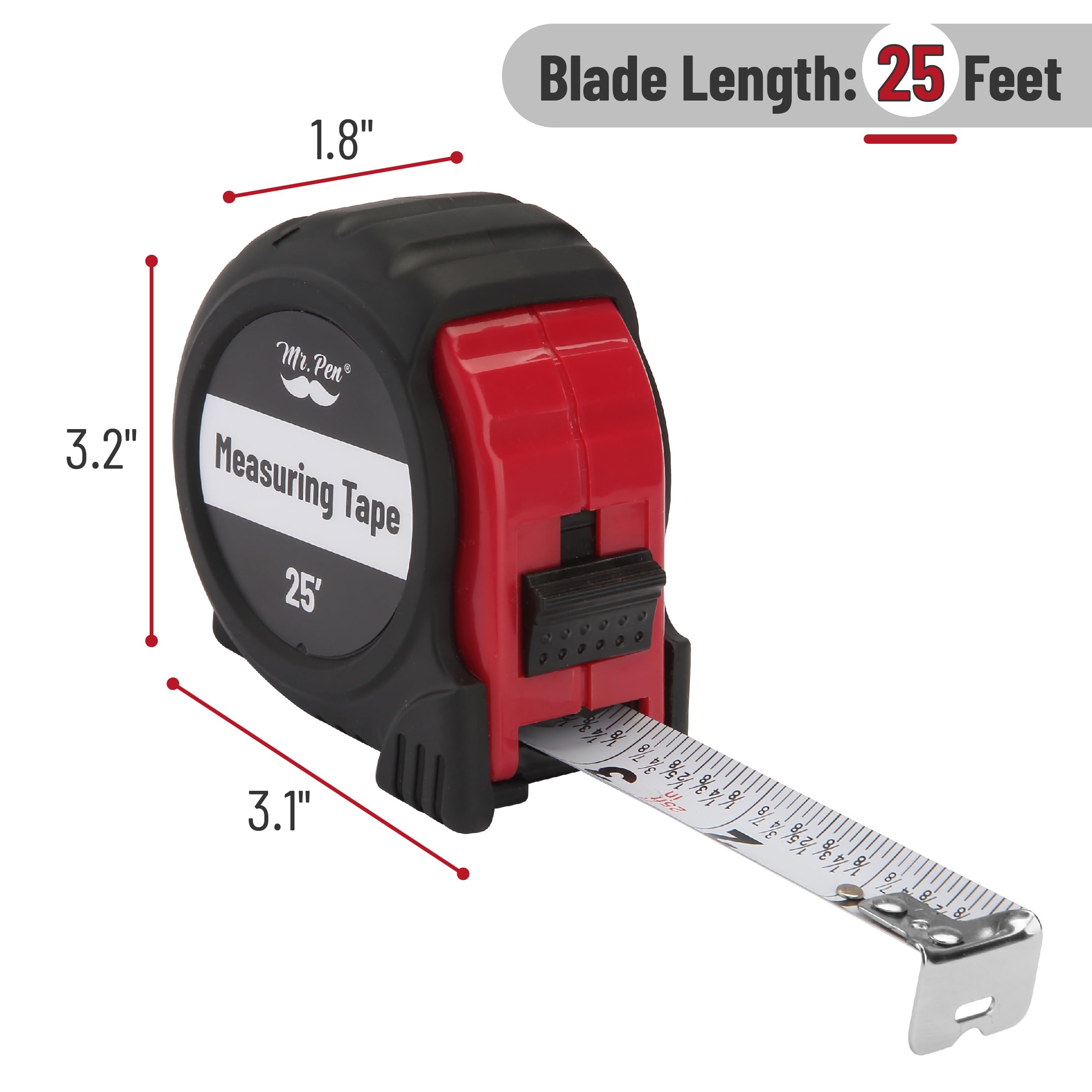 Snapklik.com : Mr Pen 25-Foot Steel Retractable Tape Measure
