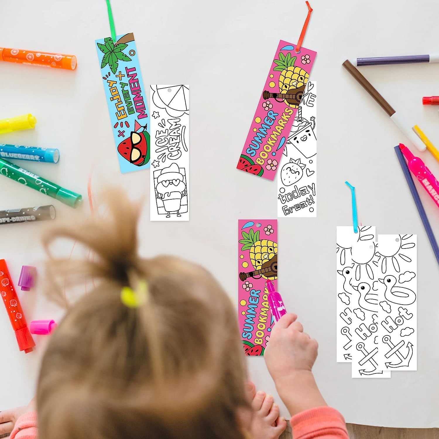 Snapklik.com : Color Your Own Summer Bookmarks - 75Pcs Bulk Kids DIY ...