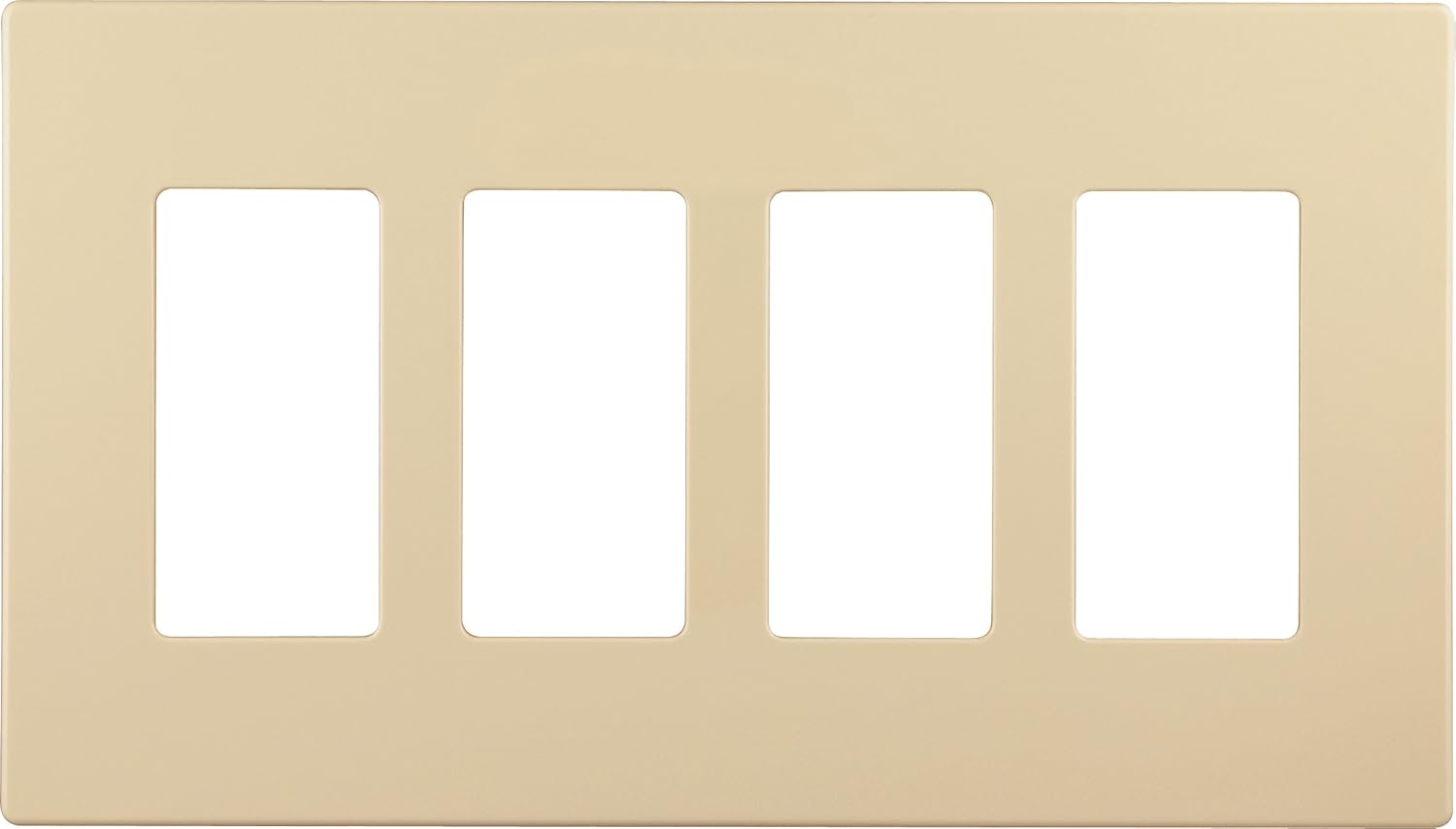 EATON Wiring PJS264V Decorator Screwless Wallplate, 4-Gang, Ivory ...
