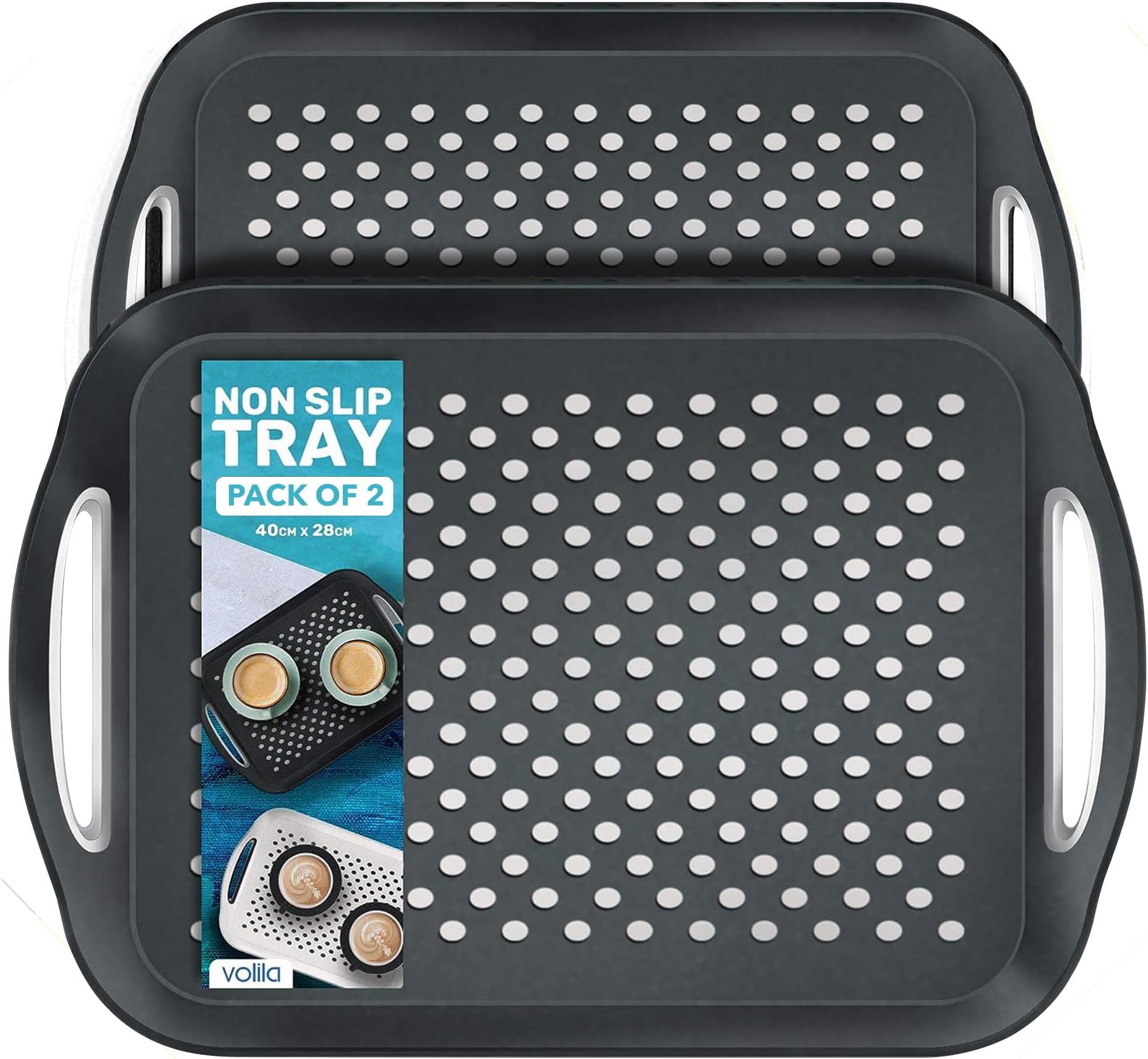 Amazon.com: Plastic Tray with Handles, 2 Pack Multi-Purpose Rectangular ...