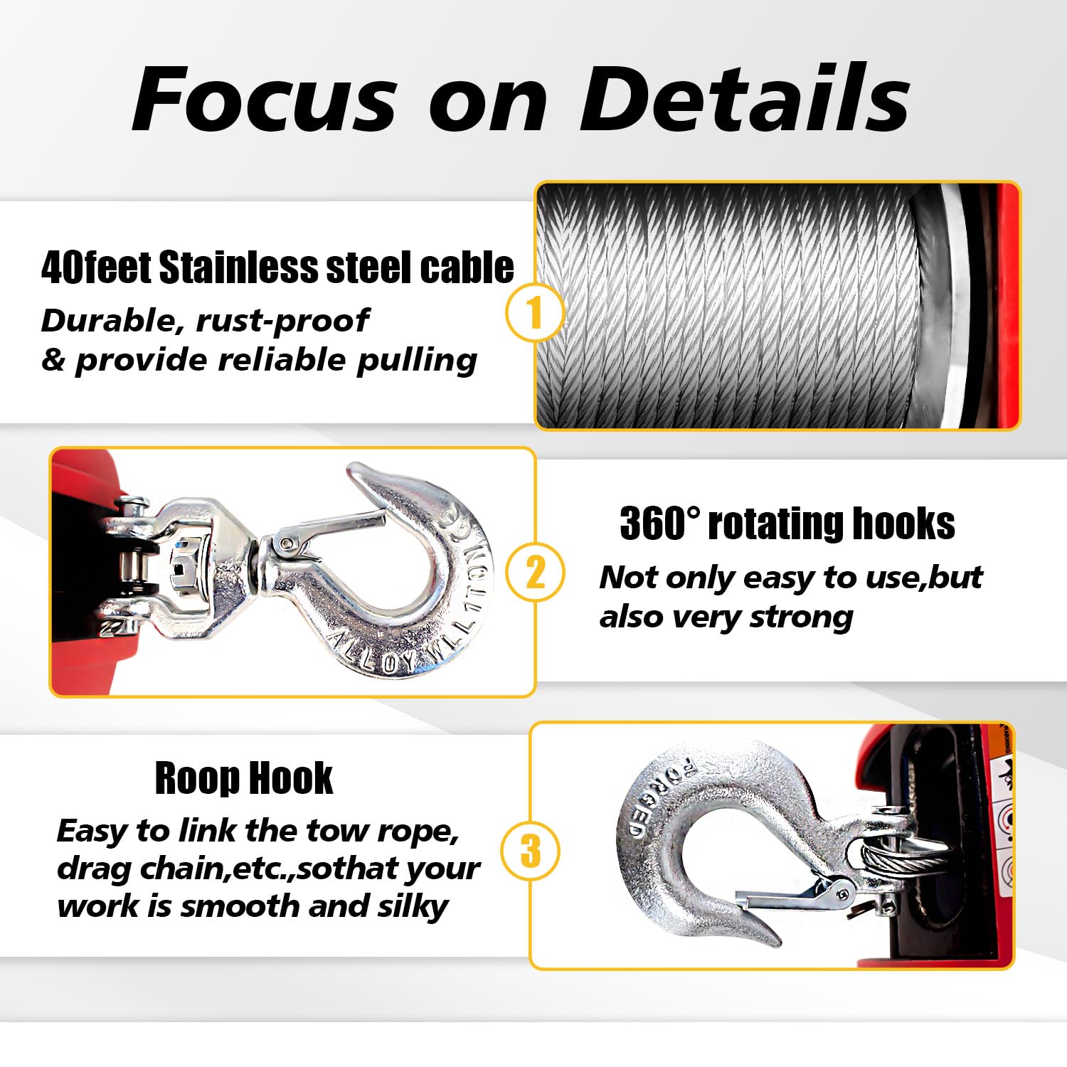 Snapklik.com : Portable Drill Winch1000LB, 40FT Alloy Steel Wire Rope ...