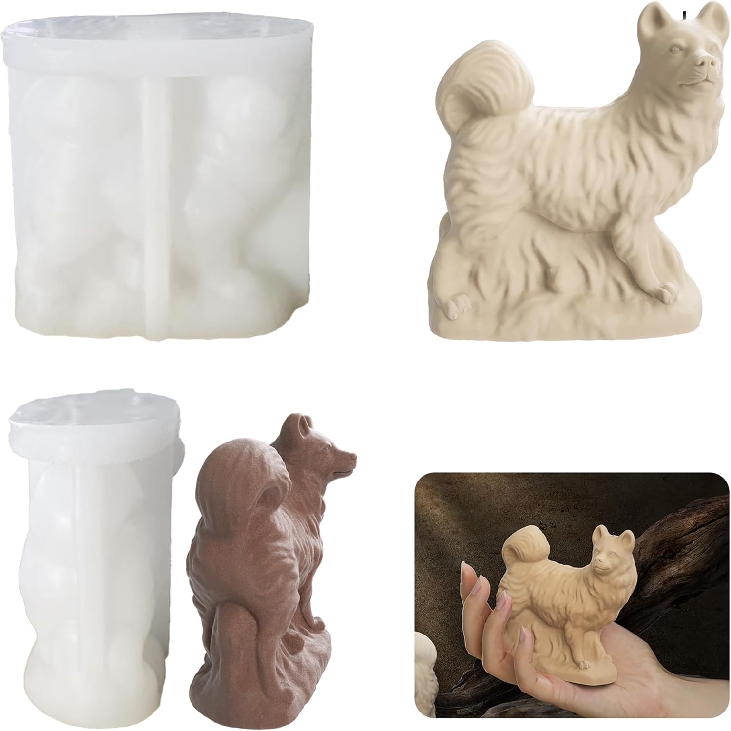 Amazon.com: 3D Dog Animal Silicone Molds - Dog Resin Casting for Candle ...