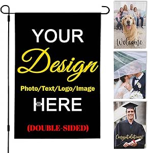 Amazon.com : Custom Garden Flag Personalized Yard Flags for Outside 12”x18” Double Sided Add ...