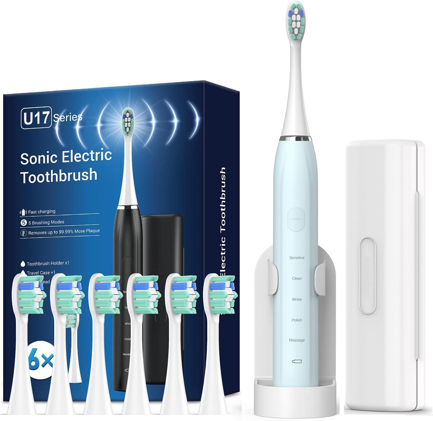 Electric Toothbrush for Adults and Kids, Sonic Toothbrushes with 6 ...