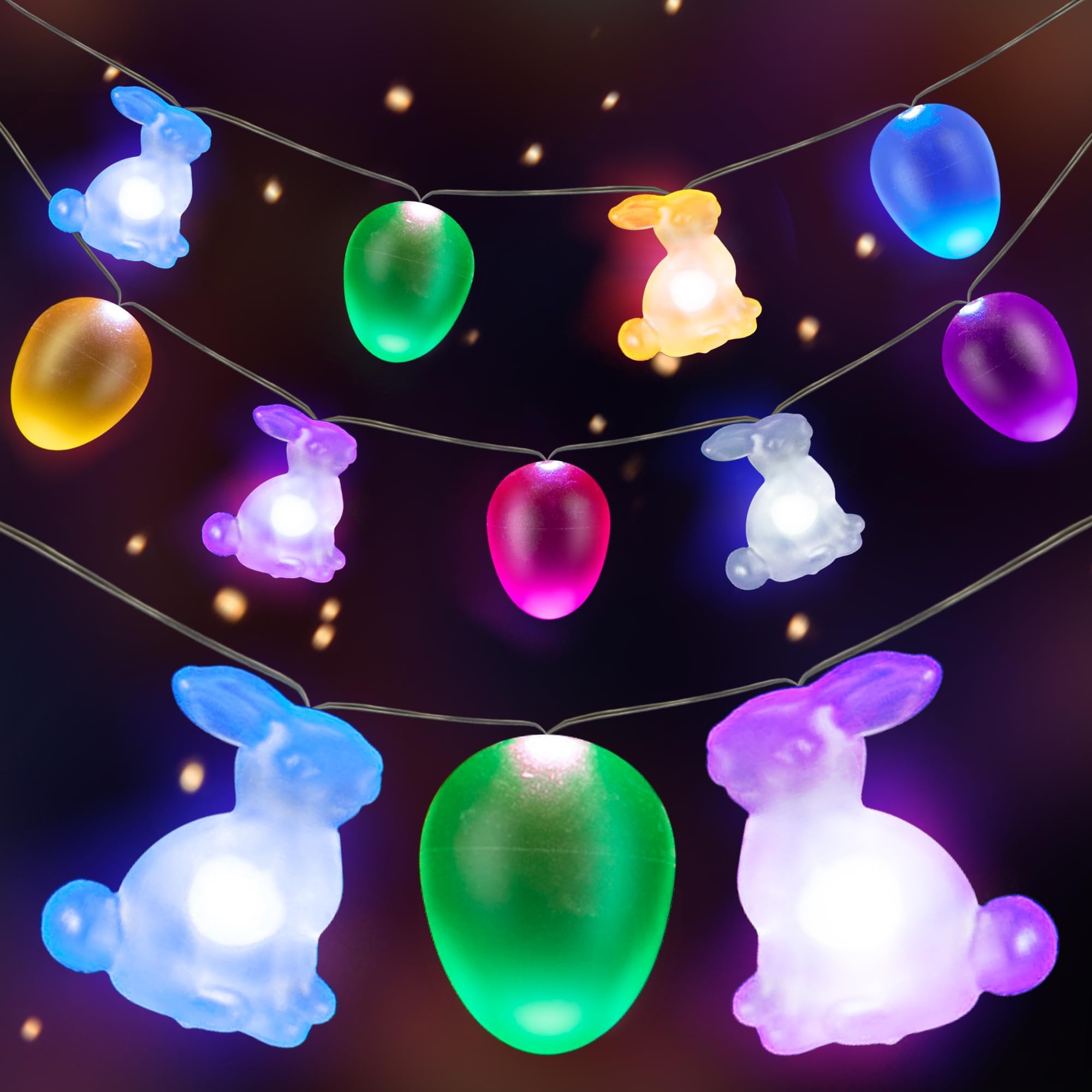 Amazon.com: Hiboom 2 Pcs Easter Decorations Lights, 10 FT 20 LED Eggs ...