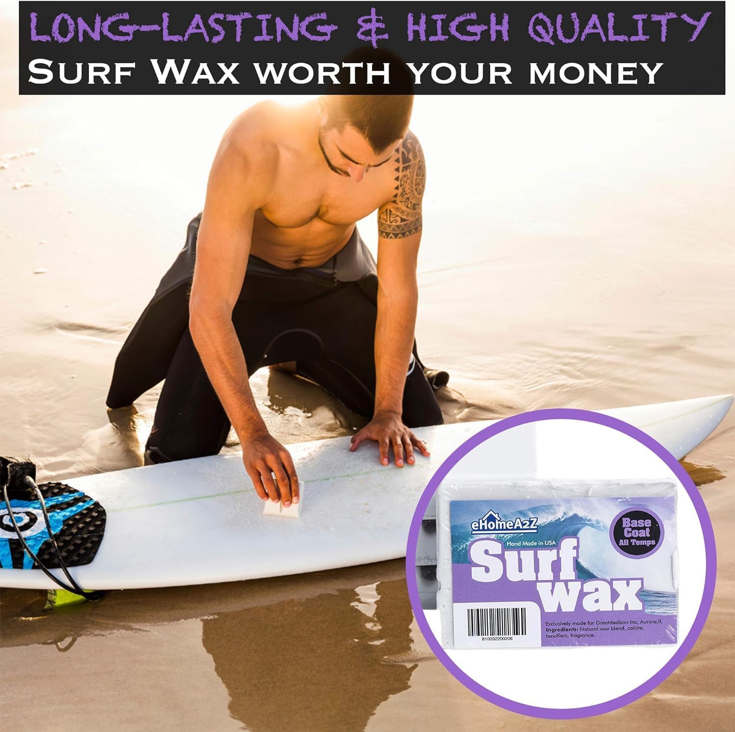 EHOMEA2Z Paquete de capa base de cera para tabla de surf con ...