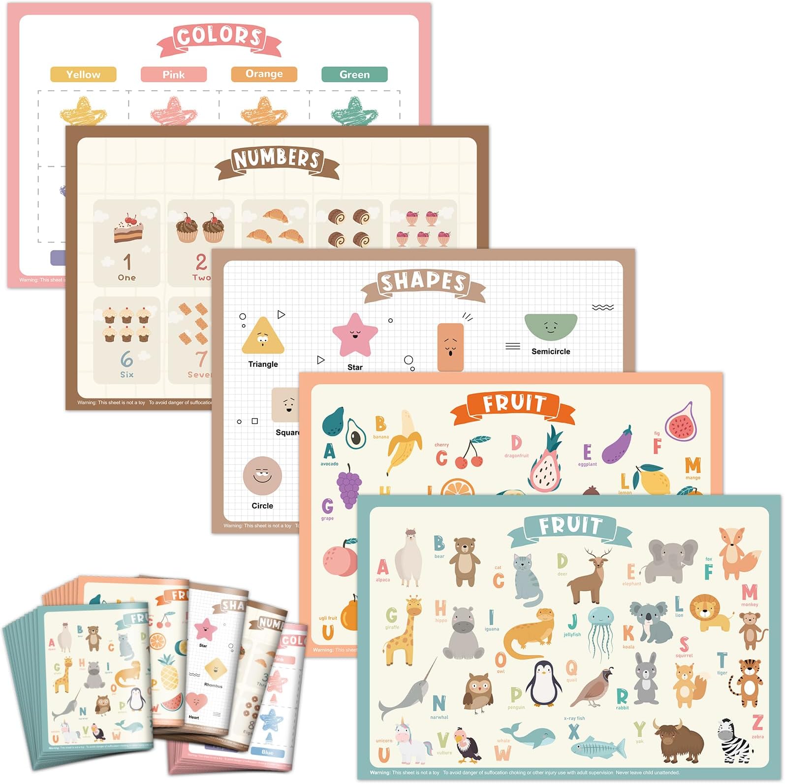 Amazon.com : Disposable Stick-on Placemats 40 Pack for Baby & Kids ...