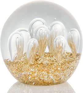 Amazon.com: Hand Blown Glass Figurines Ball Ocean Waves Paperweight ...