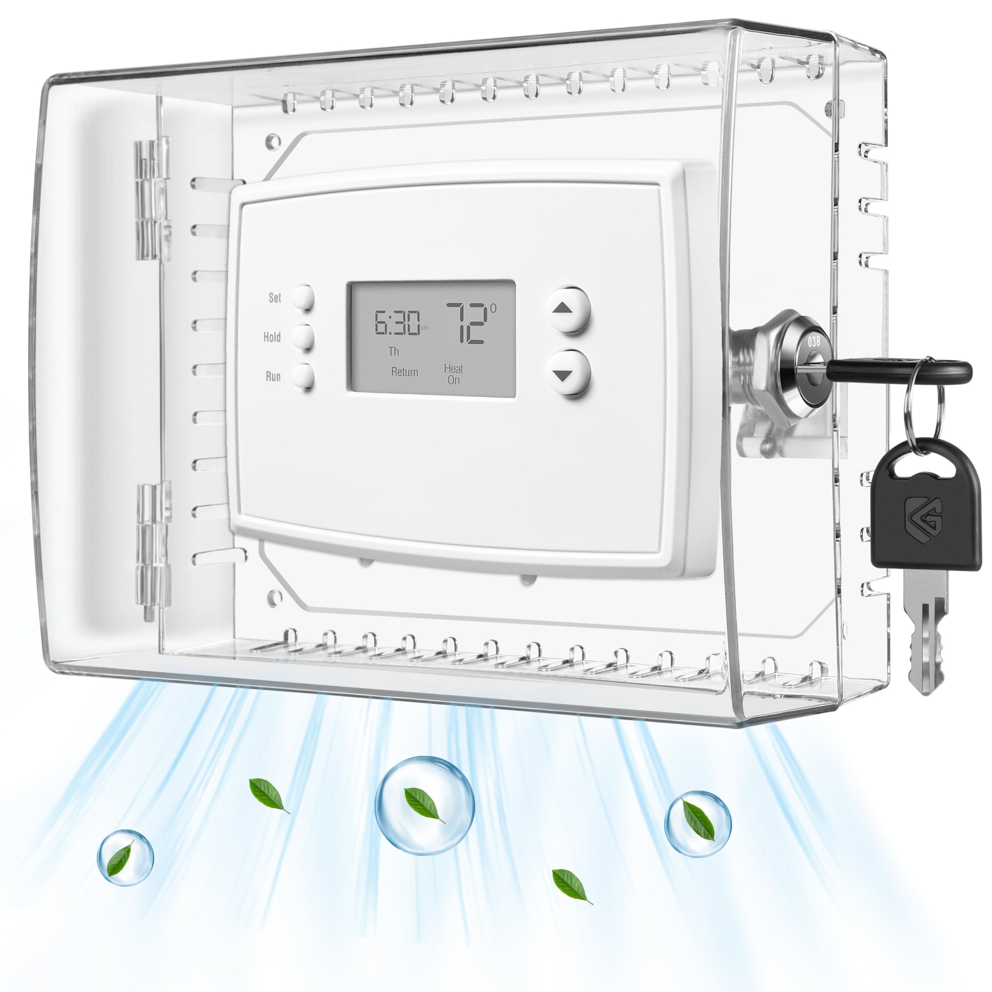 TRJ Thermostat Lock Box with Key, Large Thermostat Cover with Lock for ...