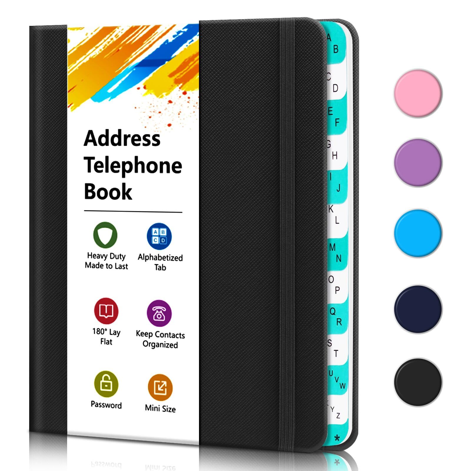 Address Book with Alphabetical Tabs, Portable Address Telephone Book ...