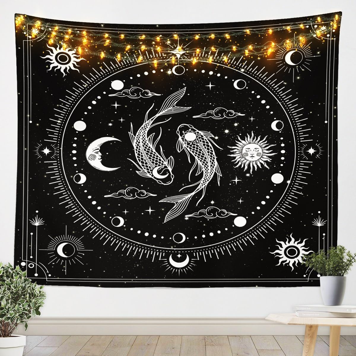Amazon.com: Carp Fish Tapestry Bohemian Sun Moon Star Tapestries for ...
