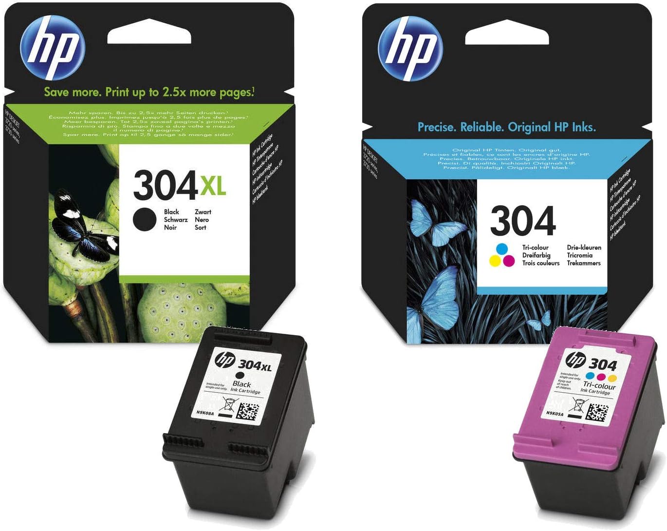 HP N9K08AE 304XL High Yield Original Ink Cartridge, Black, Packaging ...