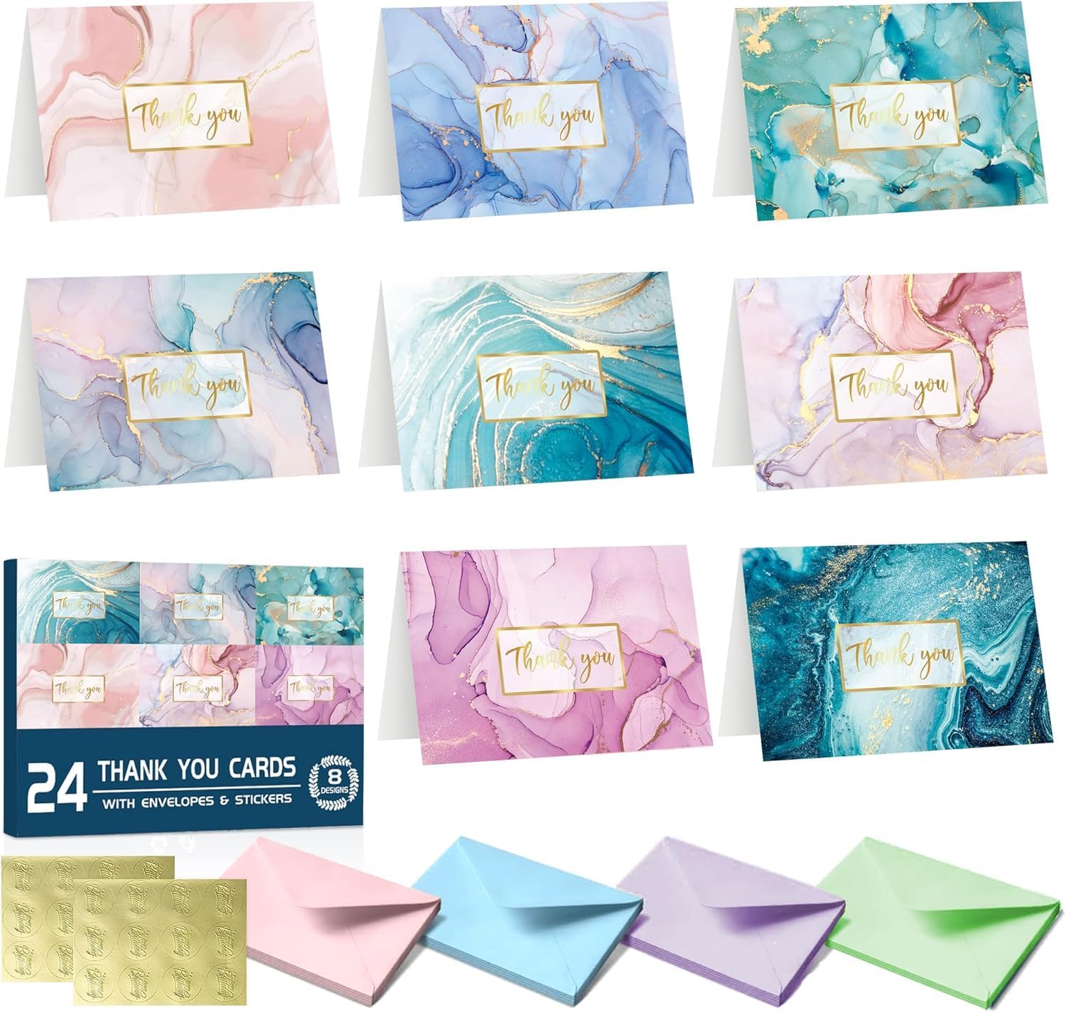 Thank You Cards with Envelopes Thank You Card&Stickers Bulk for Thank ...