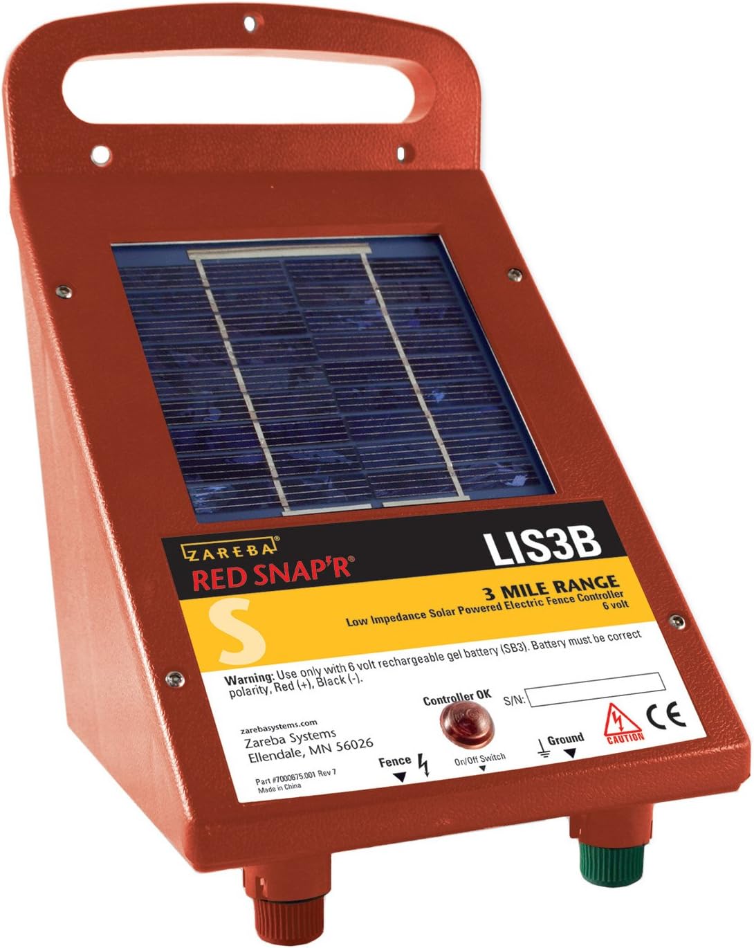 Amazon.com : Zareba LIS3B Electric Fence Red Snap'R Solar Powered 3 ...