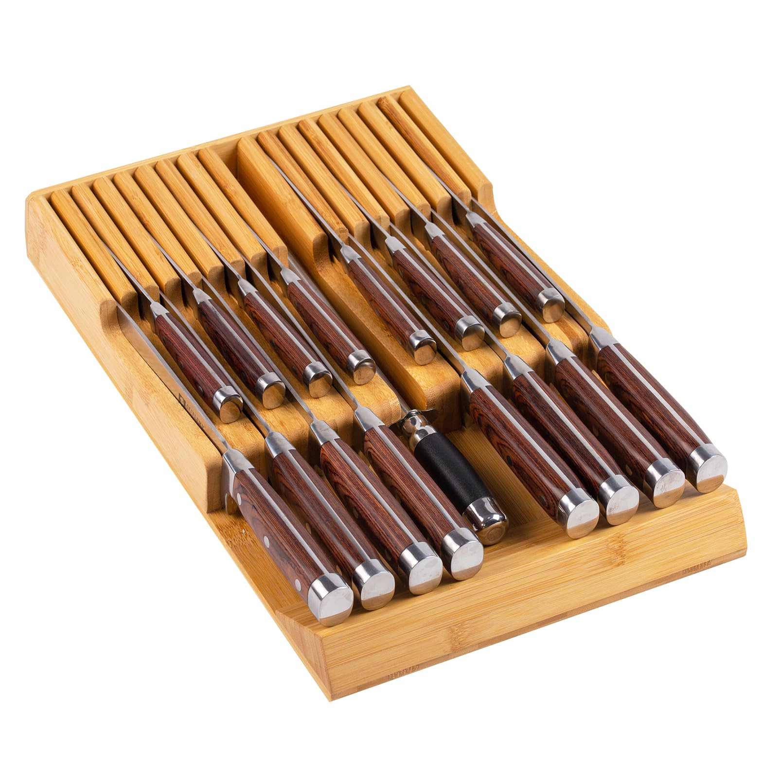 Amazon.com: WenCraft Bamboo Kitchen Drawer Knife Holder, In-drawer ...
