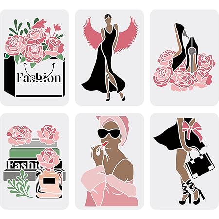 FINGERINSPIRE 6 STÜCKE Frauen Thema Schablonen Floral Weibliches ...