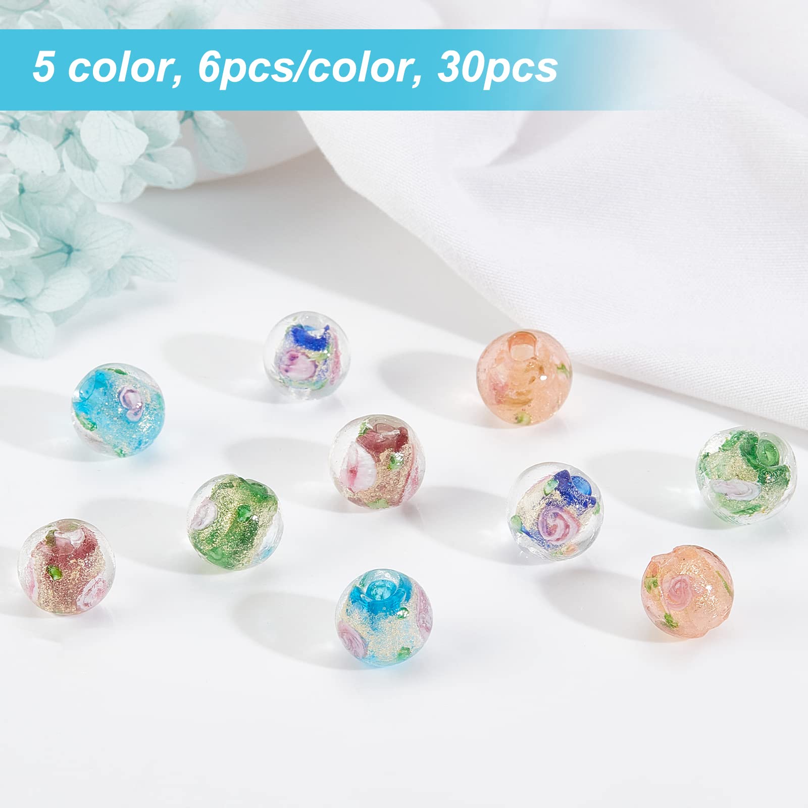 Billes Tourbillon PH PandaHall Lot De 60 Perles Rondes En Verre De ...