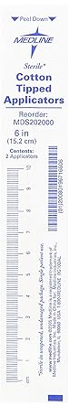 Medline MDS202000 Cotton Tip Applicators, Sterile, 6" (Pack of 200 ...