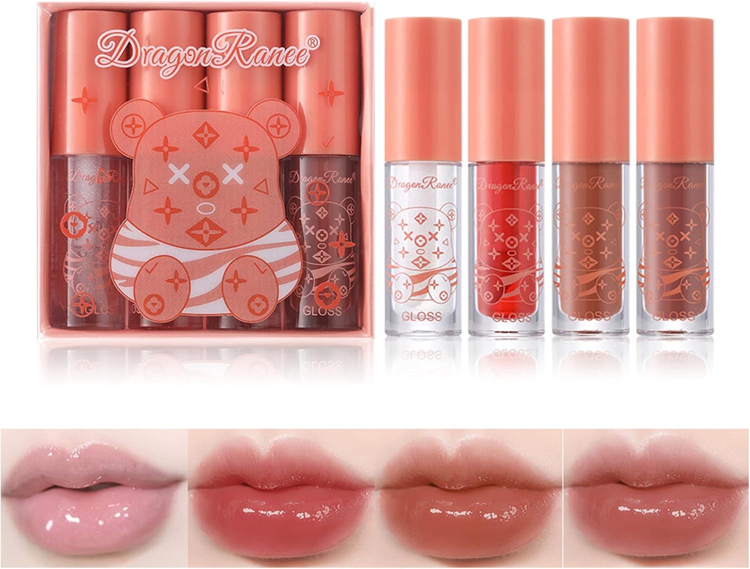 4Packs Lip Oil and Lip Gloss Set, Lip Oil Hydrating Non-sticky Lip Glow ...