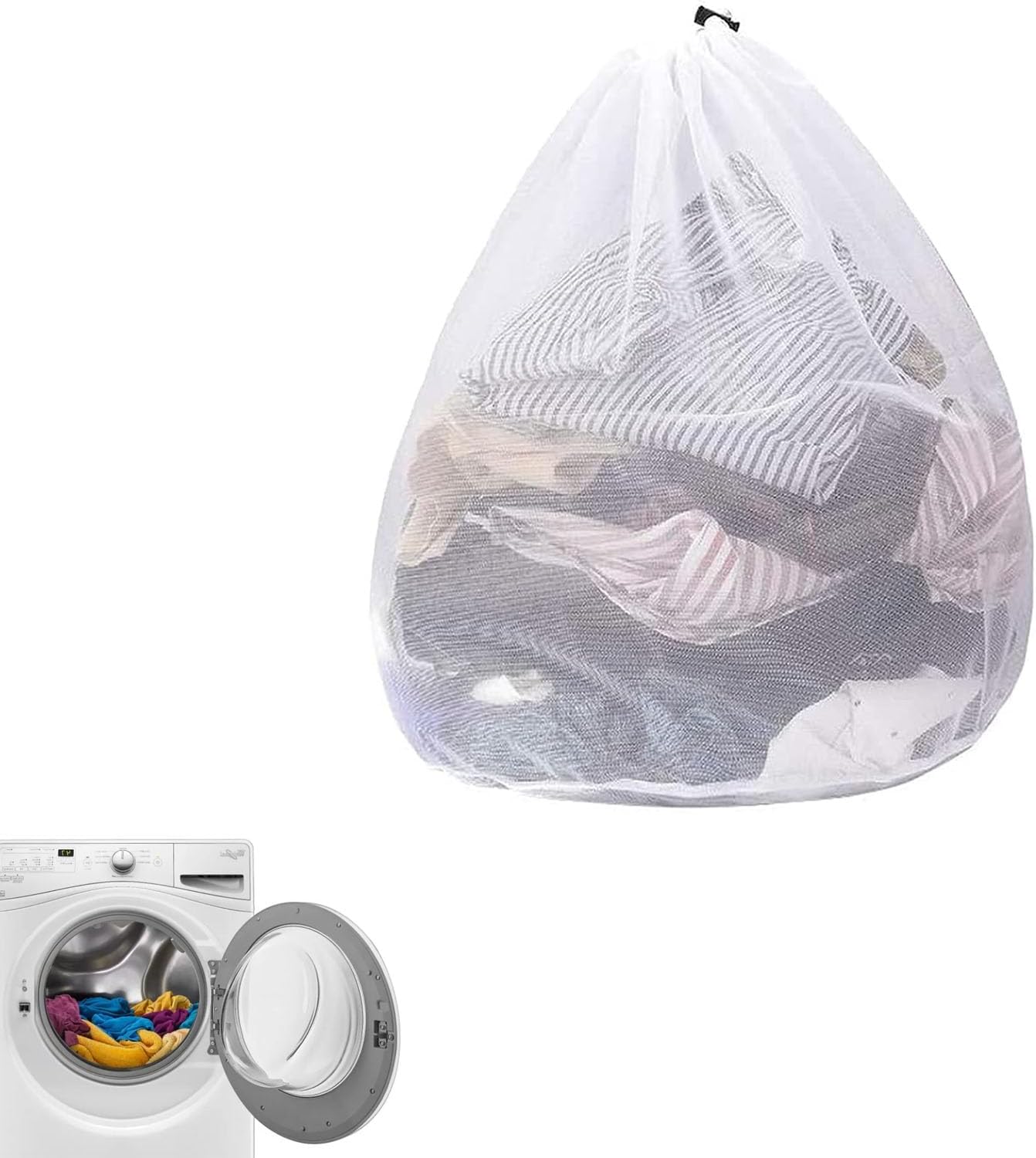 1 Pcs Drawstring Mesh Laundry Bag，Durable Laundry Net Washing Bag with ...