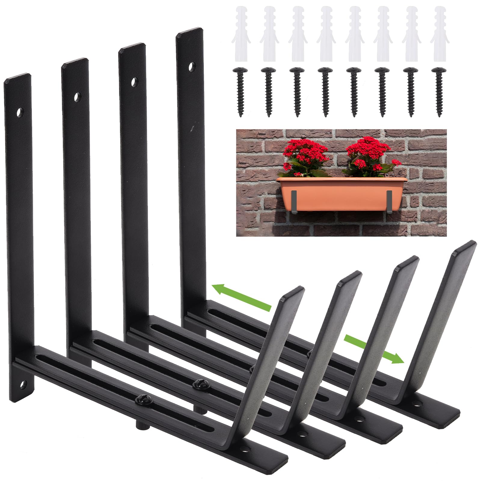 Snapklik.com : Window Box Brackets, 4 Pcs Universal Adjustable Planter ...