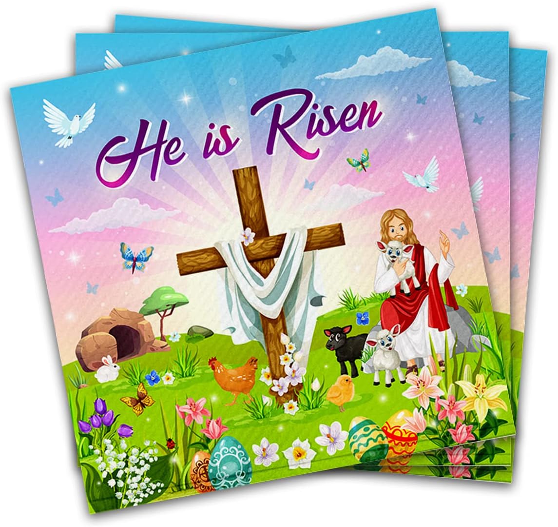 Amazon.com: Easter He is Risen Napkin Decoration - 40PCS Happy Easter ...
