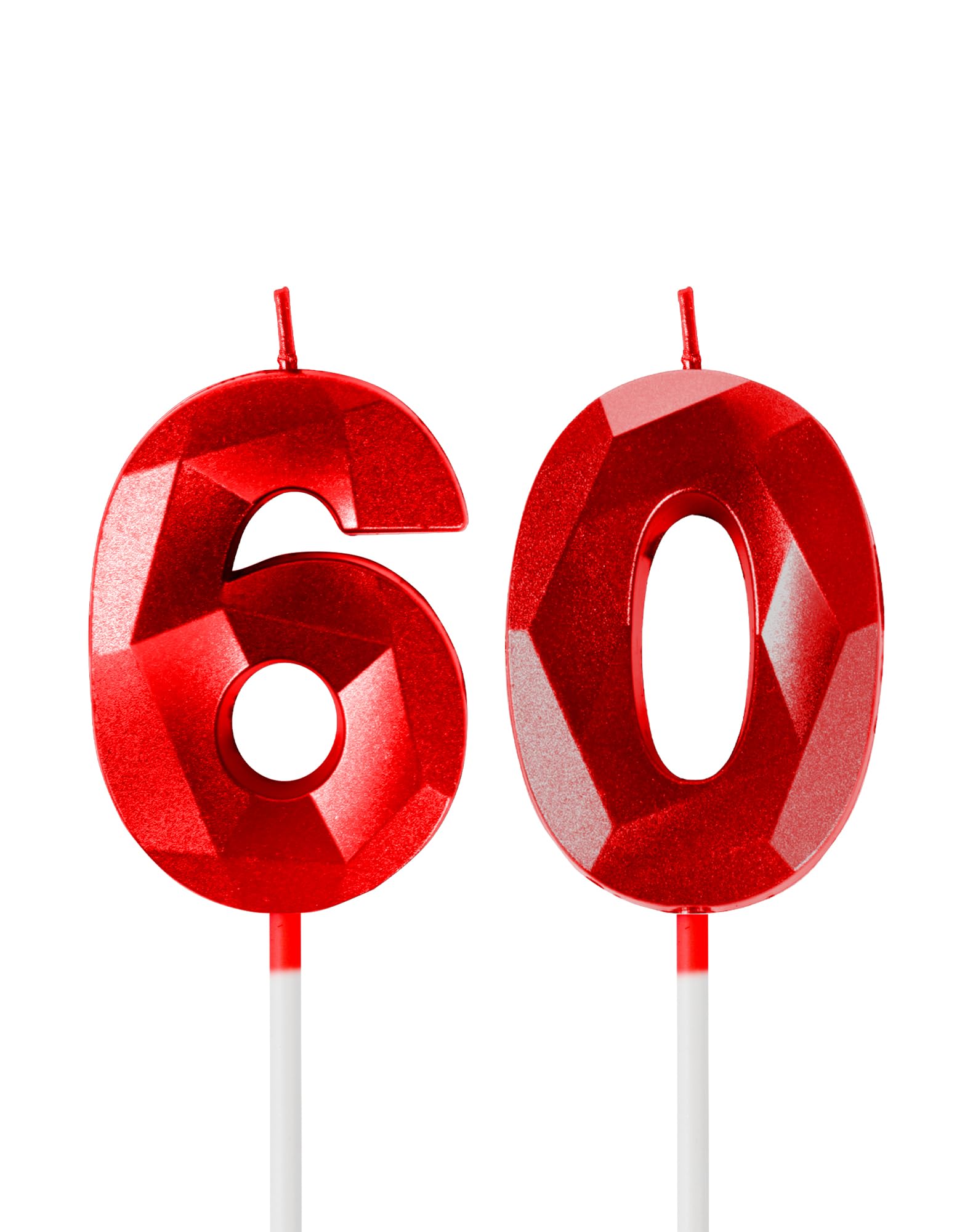 Amazon.com: Red Birthday Candles for Cake, Number 60 Candle for 60th ...