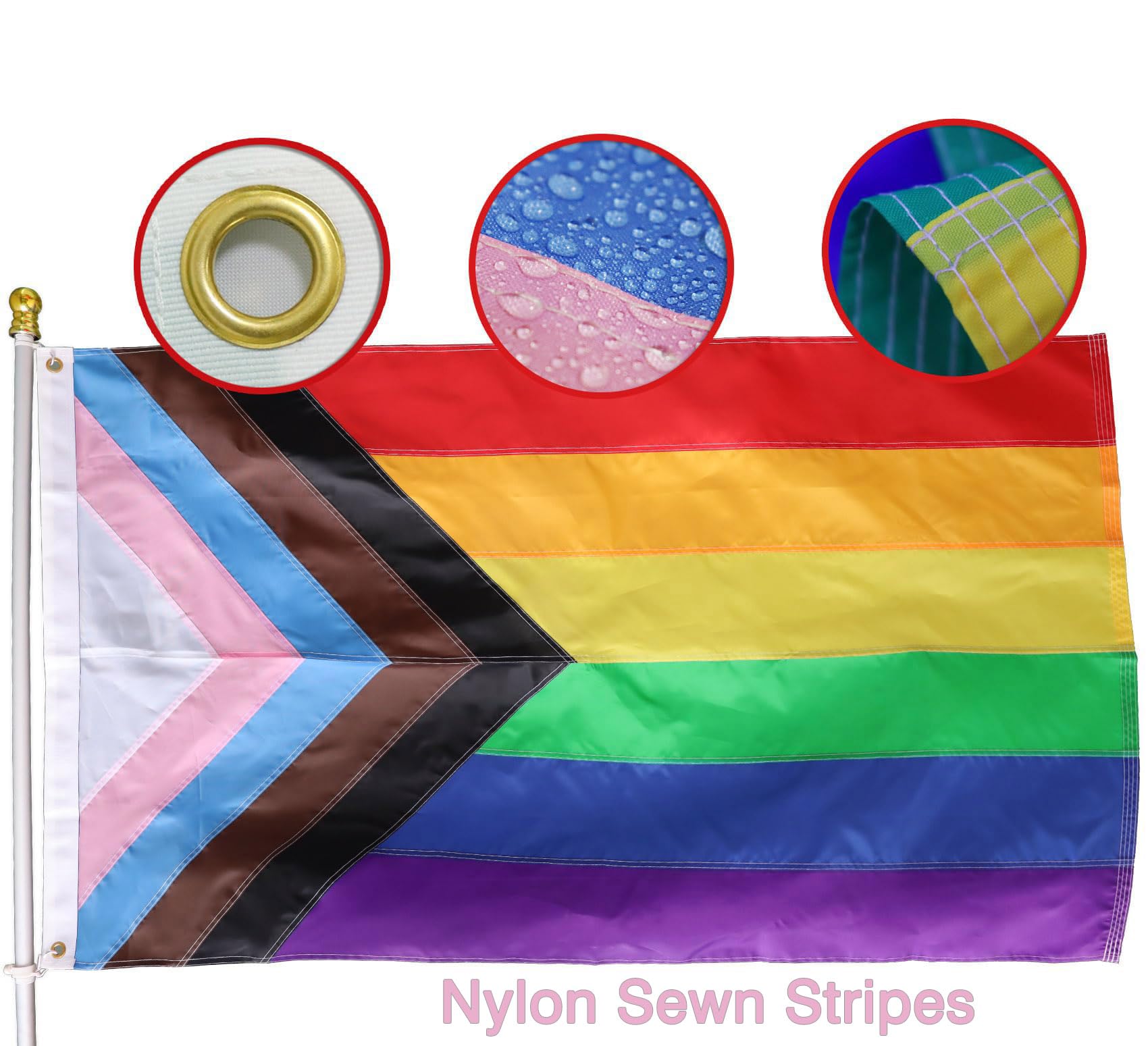 Amazon.com : Premium New Progress Pride Flag 3x5 Ft Outdoor - Heavy ...