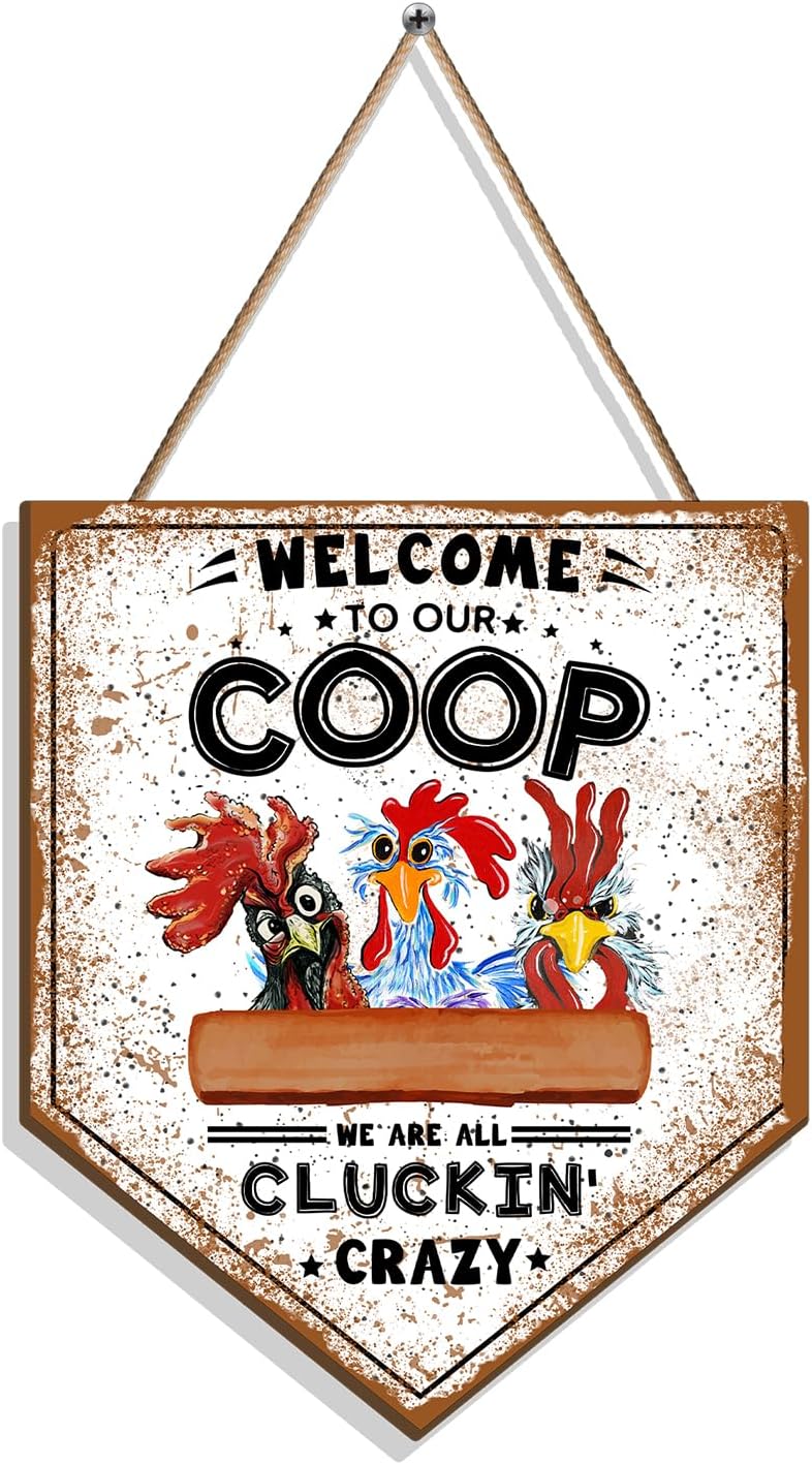 Amazon.com : Chicken Coop Wooden Hanging Sign, Chicken Welcome Wooden ...