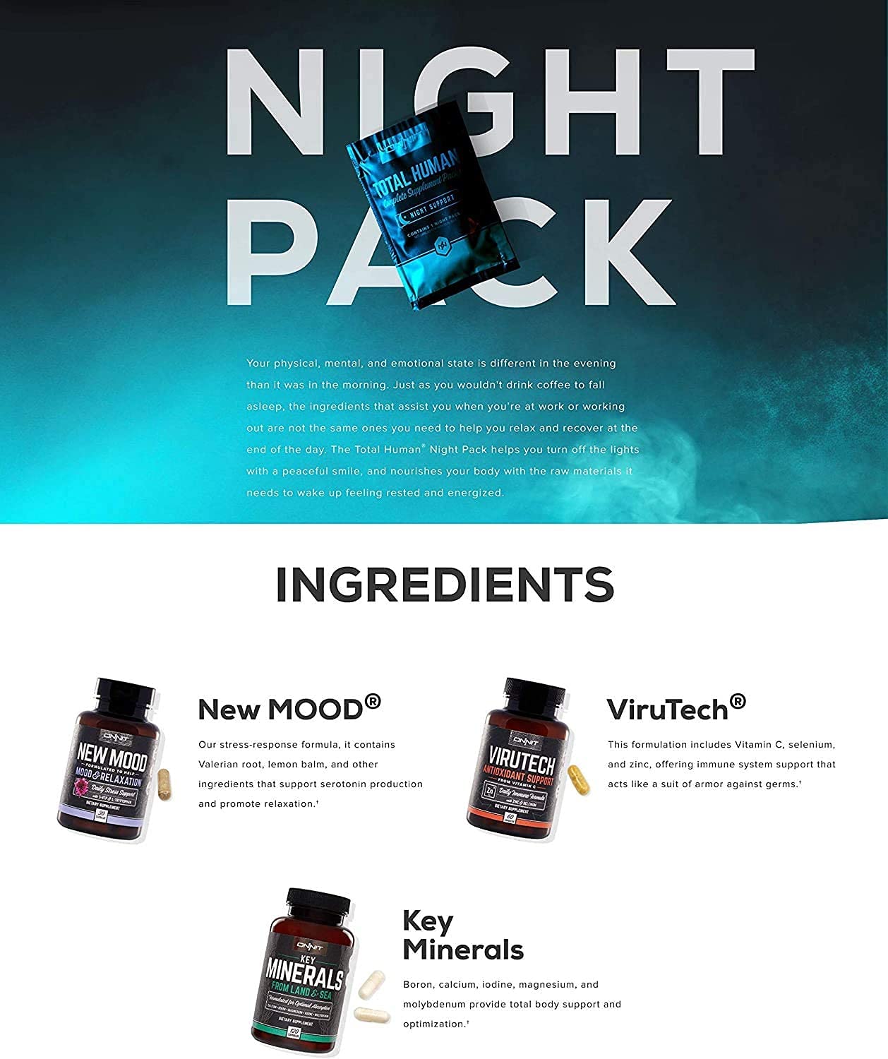 ONNIT Total Human Day and Night Vitamin Packs for Men and Women, 30-Day ...