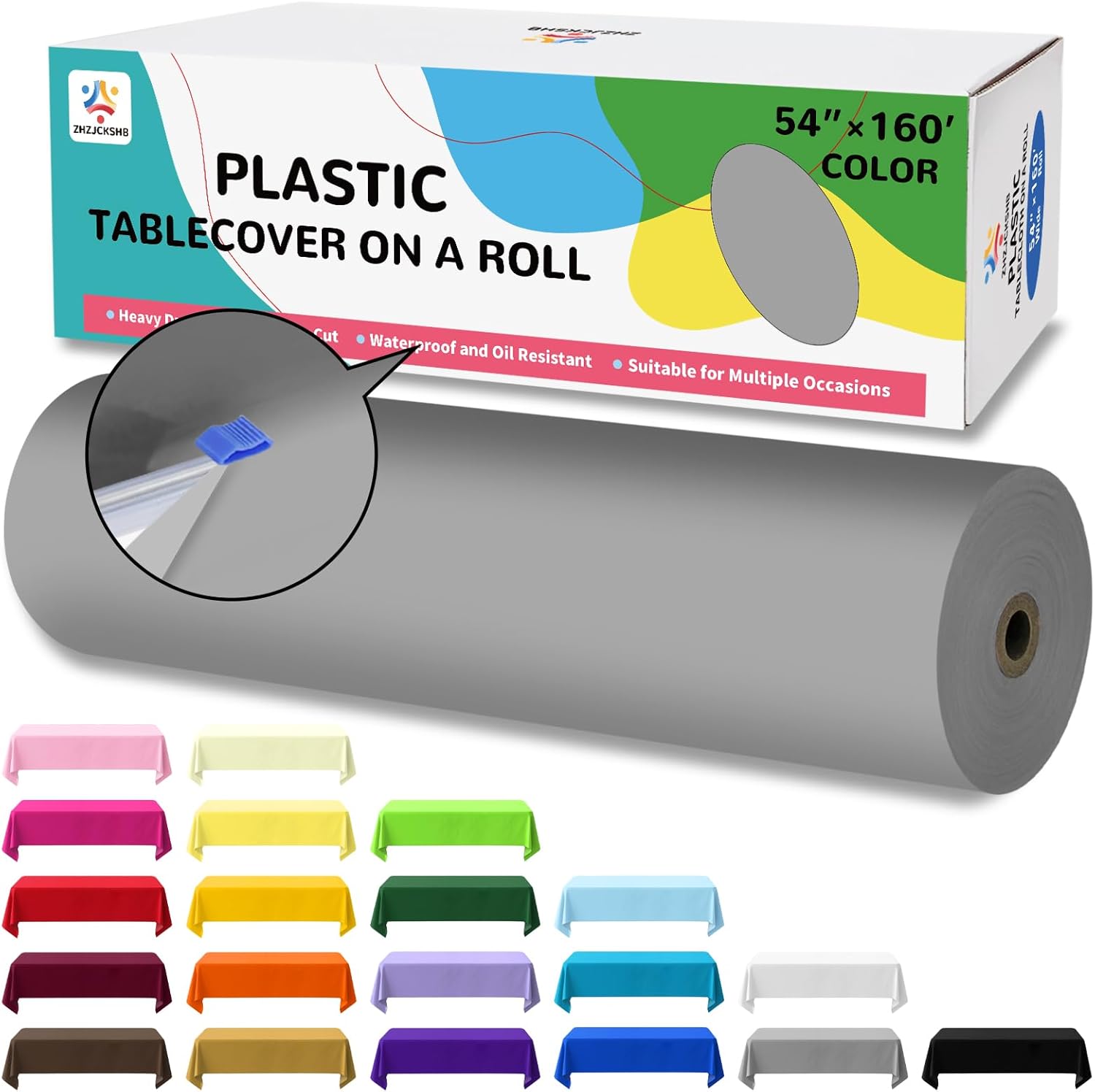 Amazon.com: 54IN X 160FT Plastic Table Cover Roll with Cutter Box, Cut ...